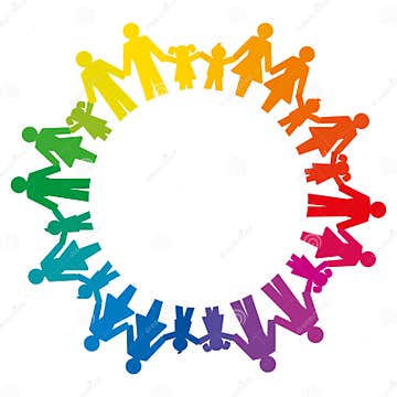 Rainbow Circle Formed by Men, Women, Boys and Girls Holding Hands ...