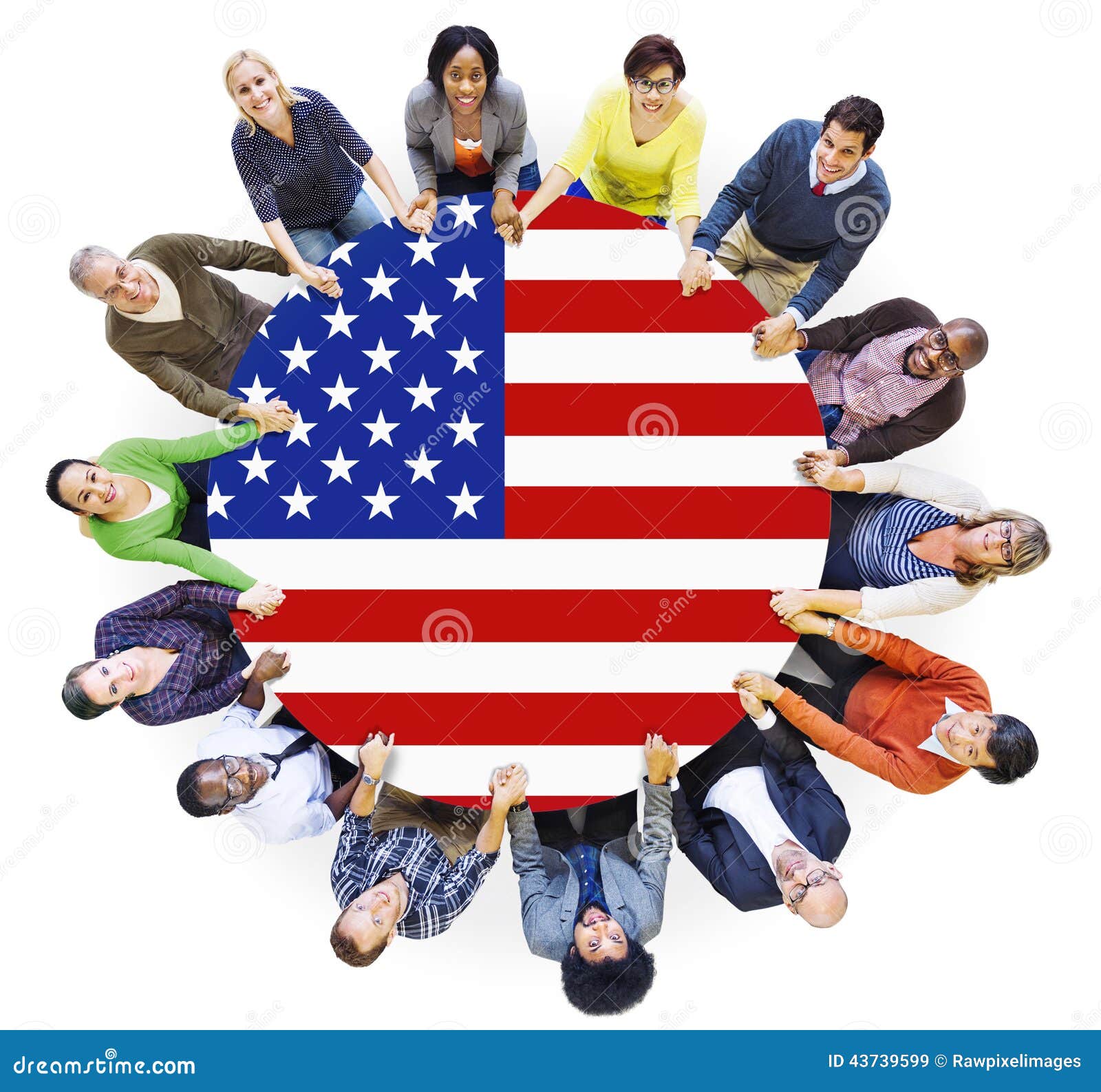 Diverse Group Of Young People With American Flag Royalty-Free Stock ...