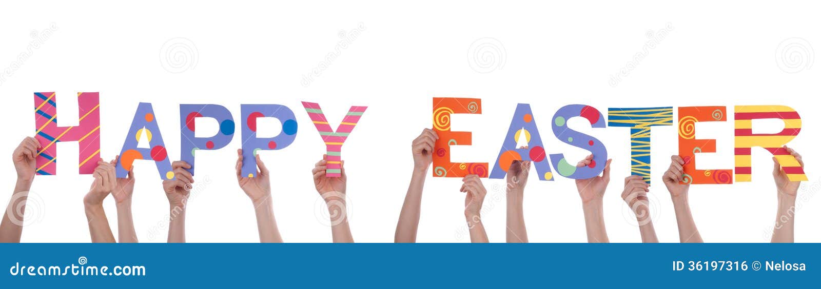 People Holding Happy Easter Stock Illustration - Illustration of ...