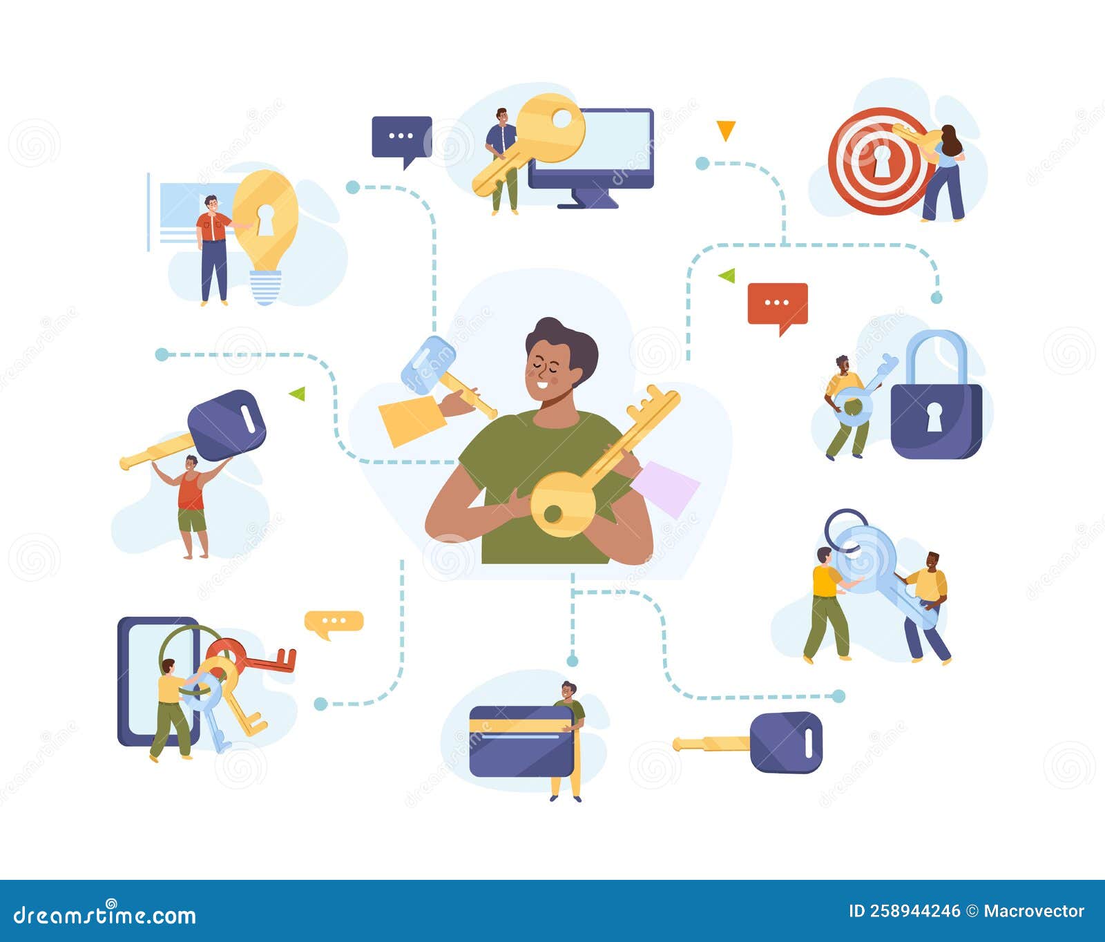 People Holding Keys Composition Stock Vector - Illustration of secure ...