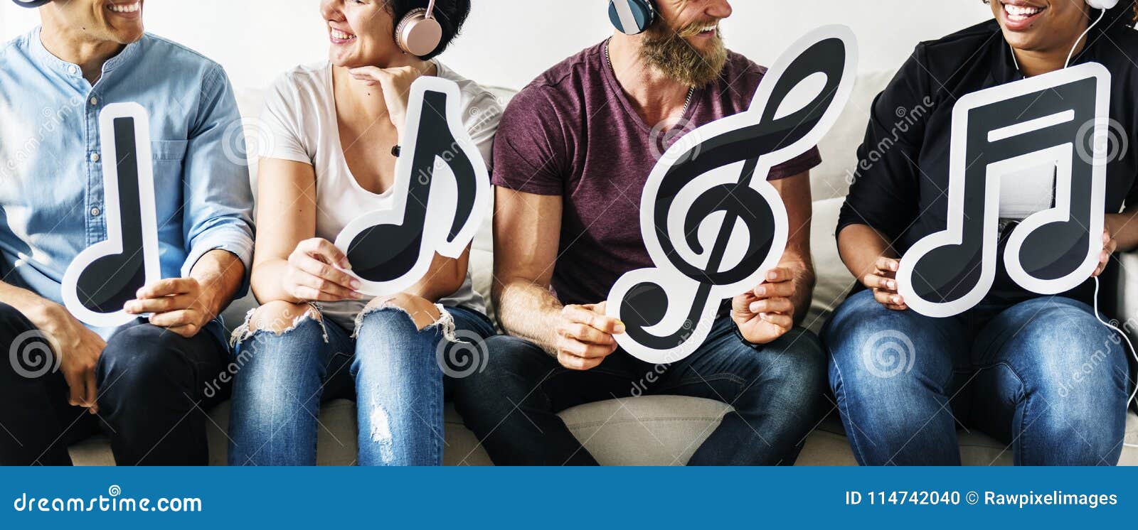 People Holding Musical Note Icons Stock Photo - Image of positivity ...