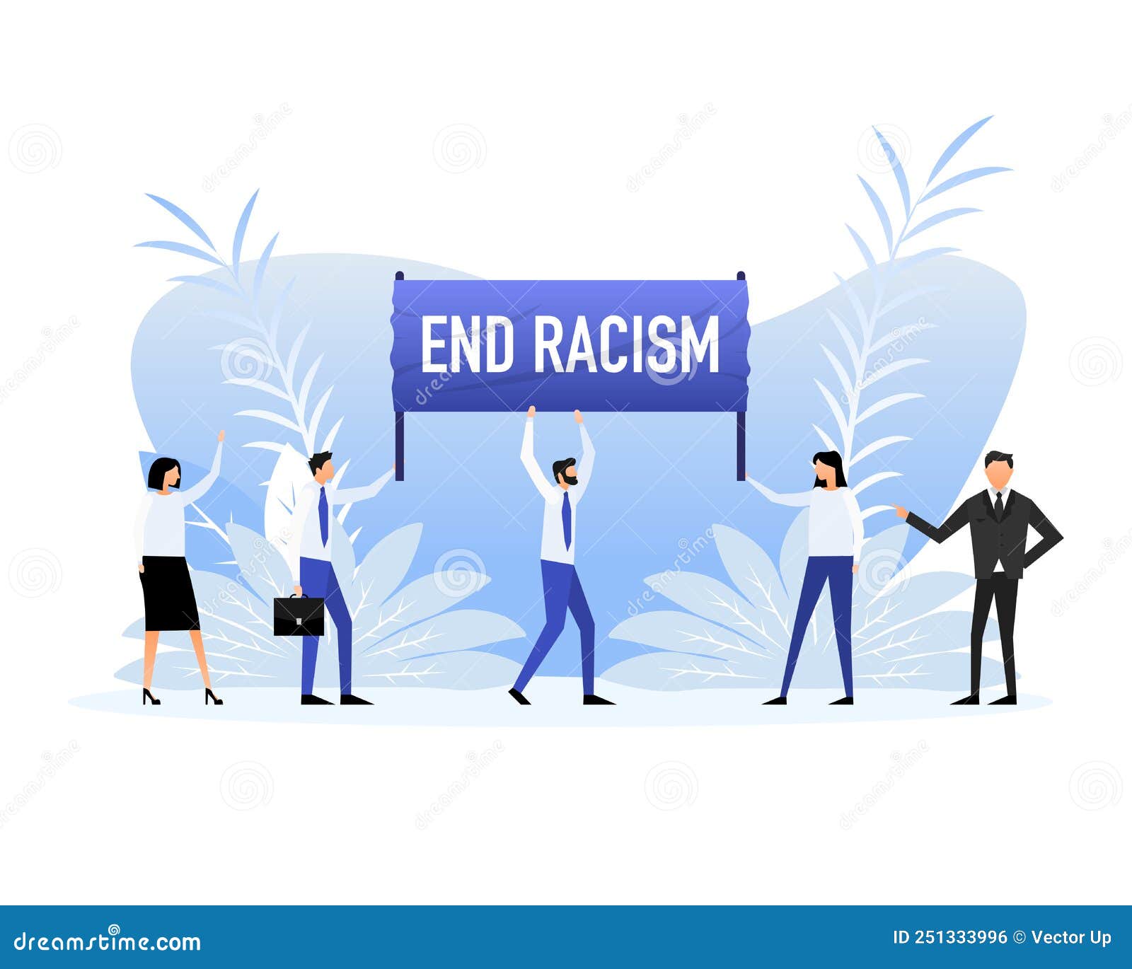 People Holding a Poster with Text End Racism. Vector Illustration ...