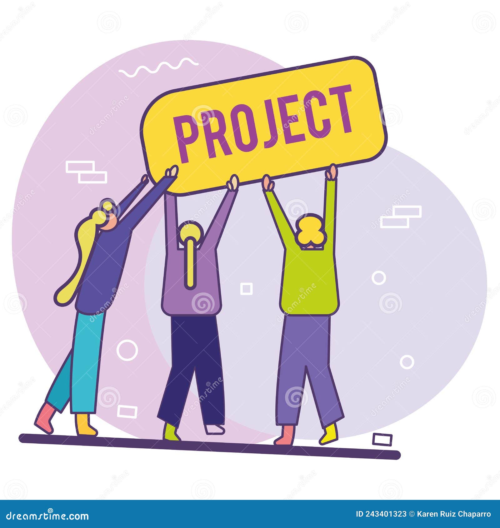 People Holding a Project Poster Teamwork Concept Vector Stock ...