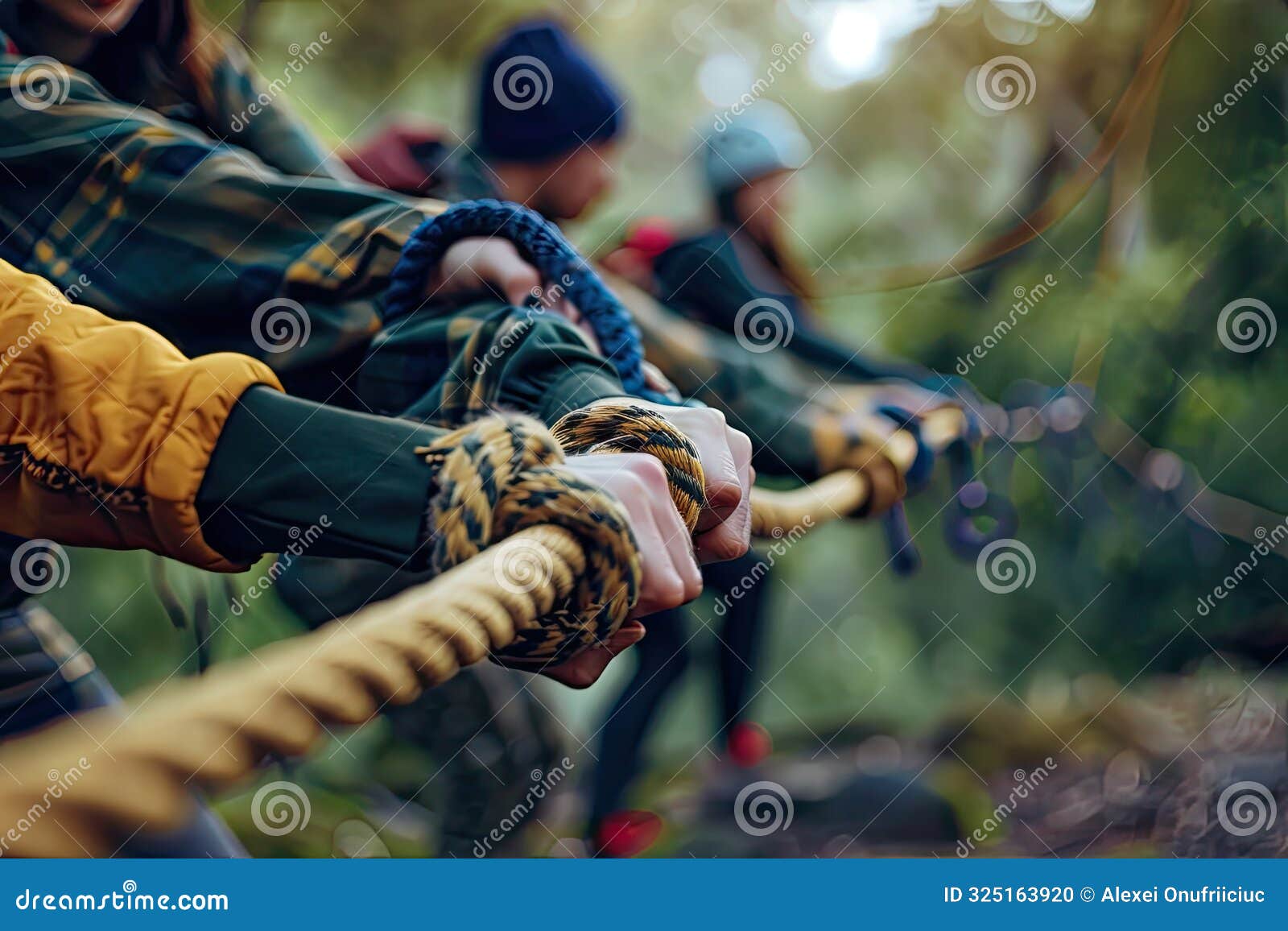 People Holding a Rope Together for a Common Purpose Stock Photo - Image ...