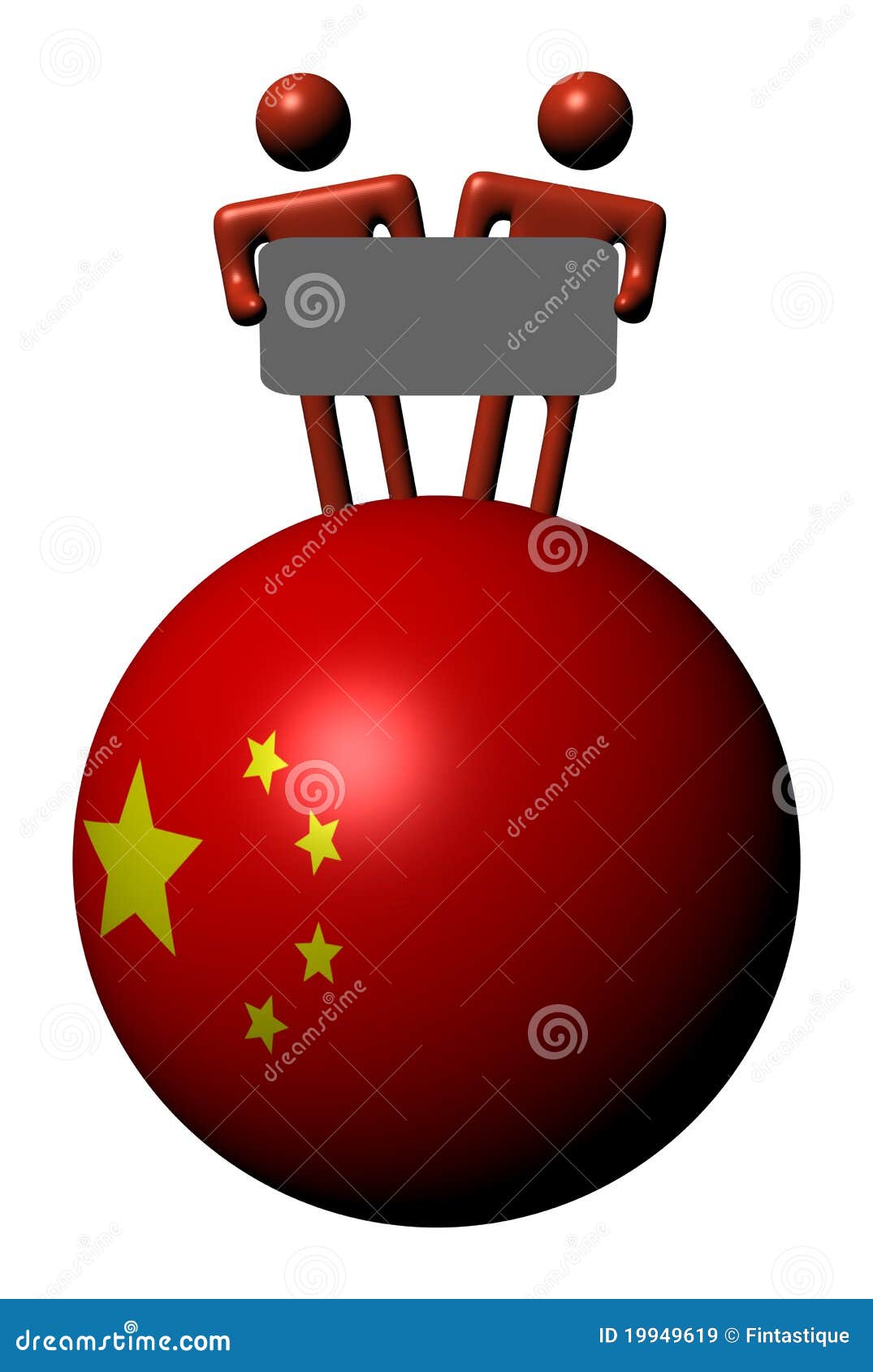 People Holding Sign on Chinese Flag Sphere Stock Illustration ...