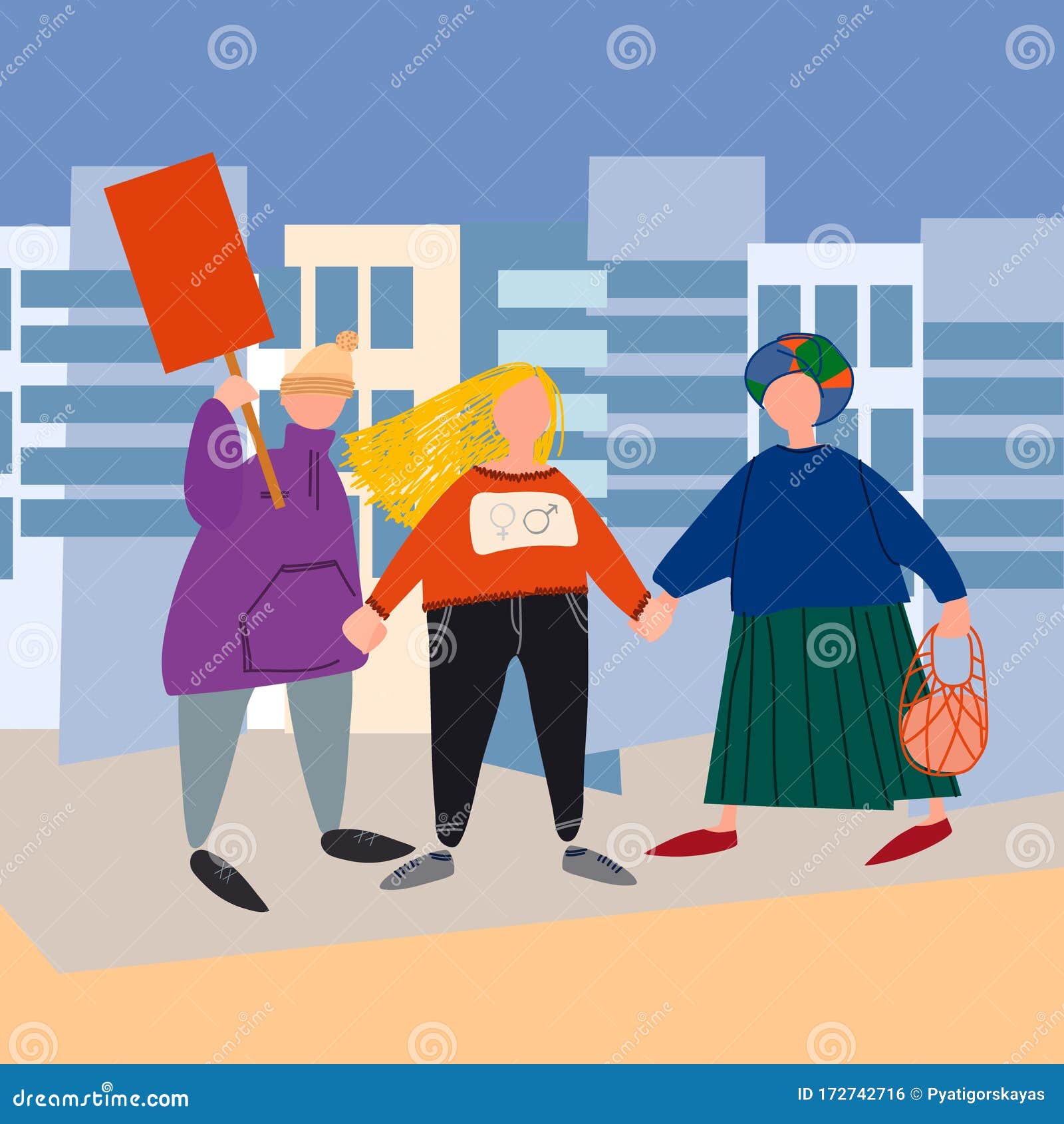 People Picketing, Protesting. Vector Illustration Stock Vector ...