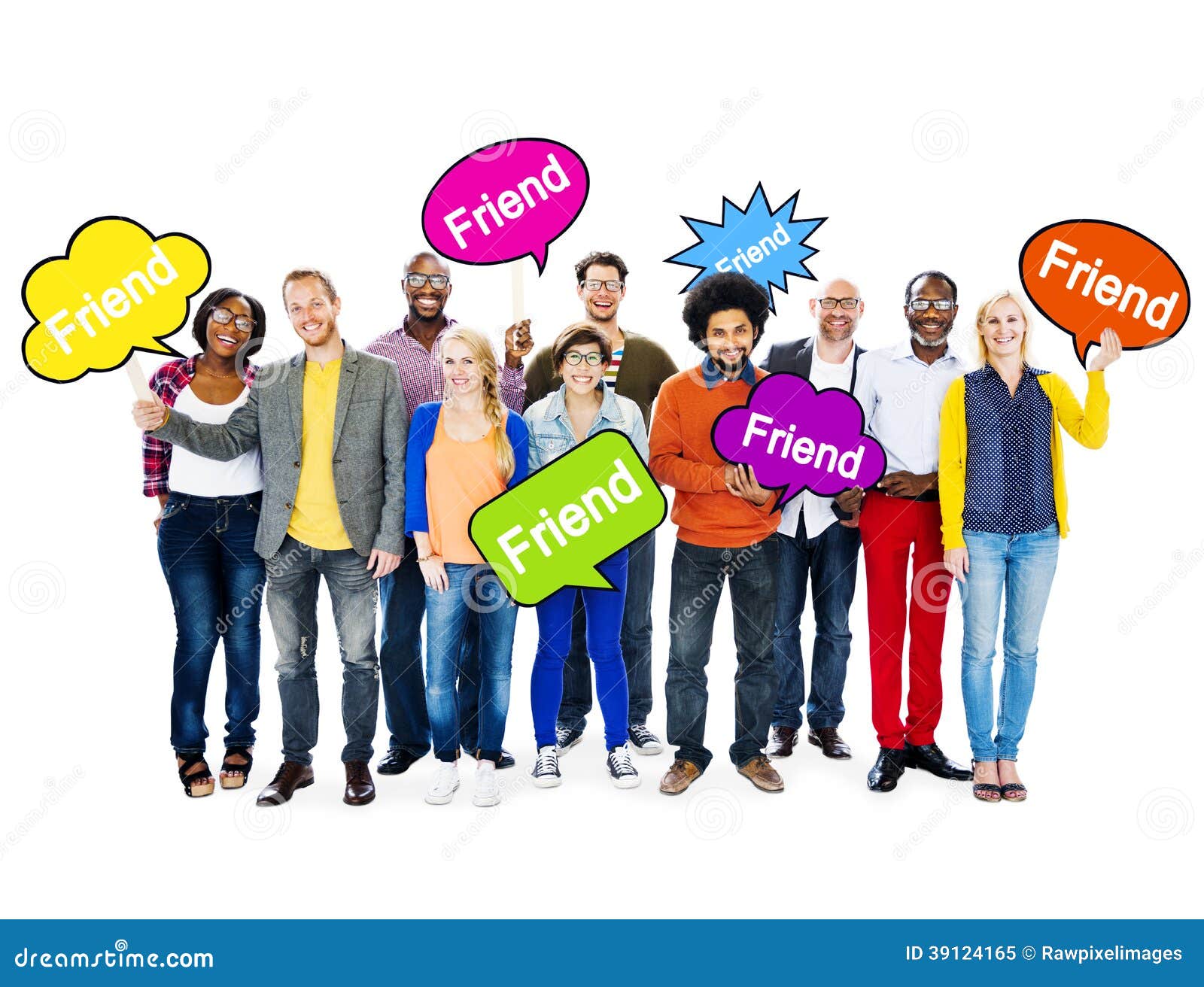 People Holding Speech Bubbles with Word Friend Stock Image - Image of ...
