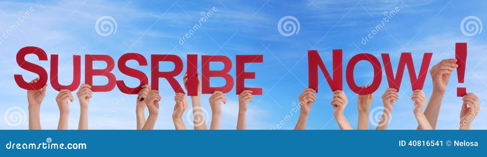 People Holding Subscribe Now in the Sky Stock Image - Image of outdoors ...