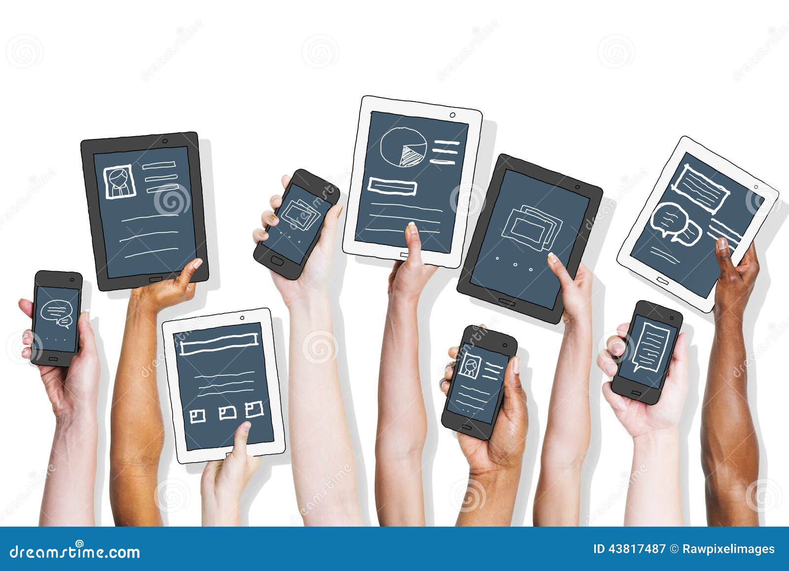 People Holding Technologies and Data Concepts Stock Image - Image of ...