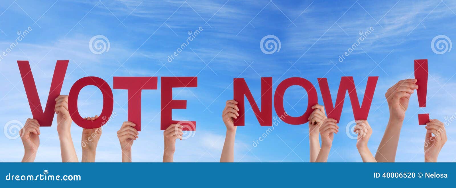 People Holding Vote Now in the Sky Stock Photo - Image of actual, elect ...