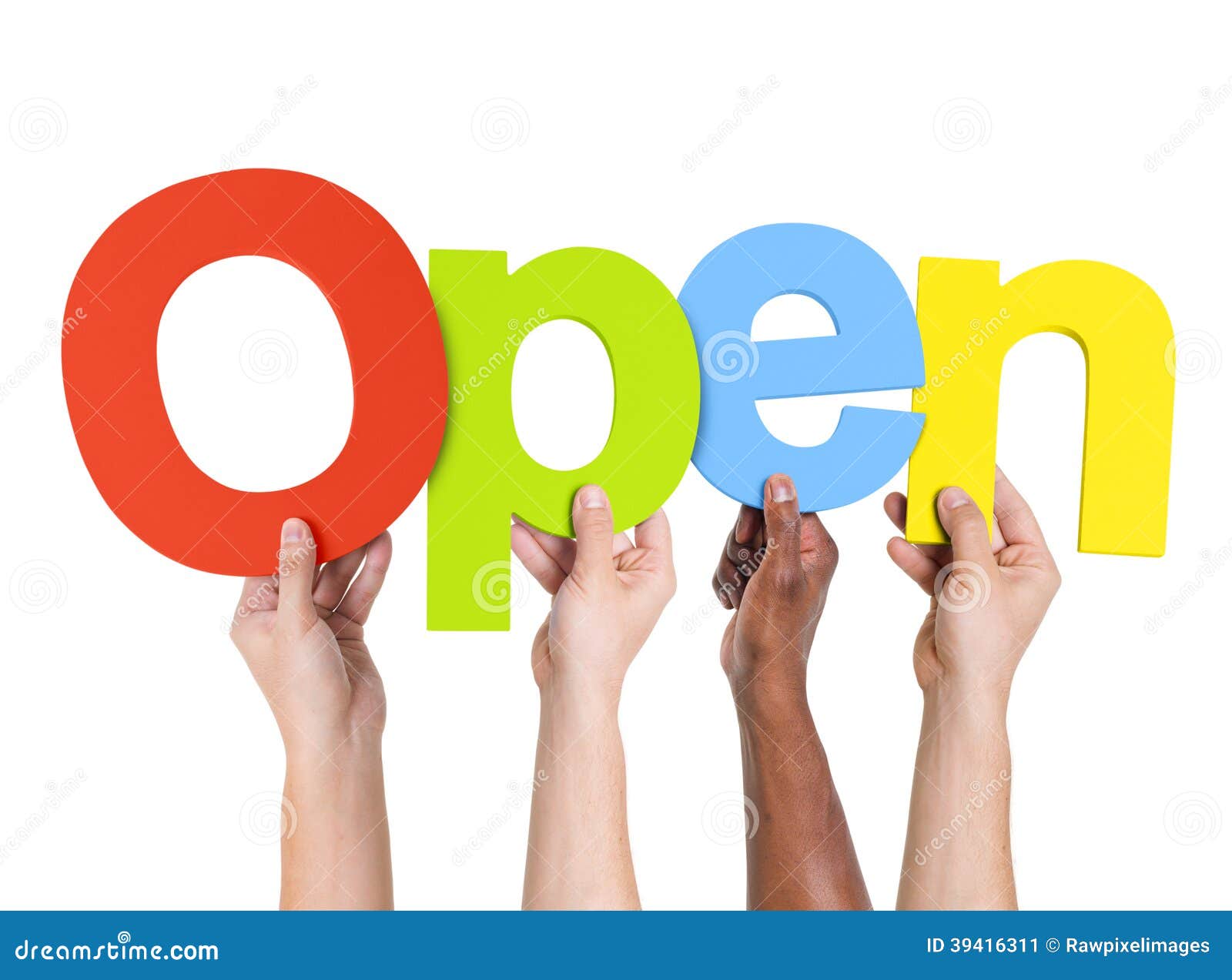 People Holding the Word Open Stock Image - Image of board, multi: 39416311