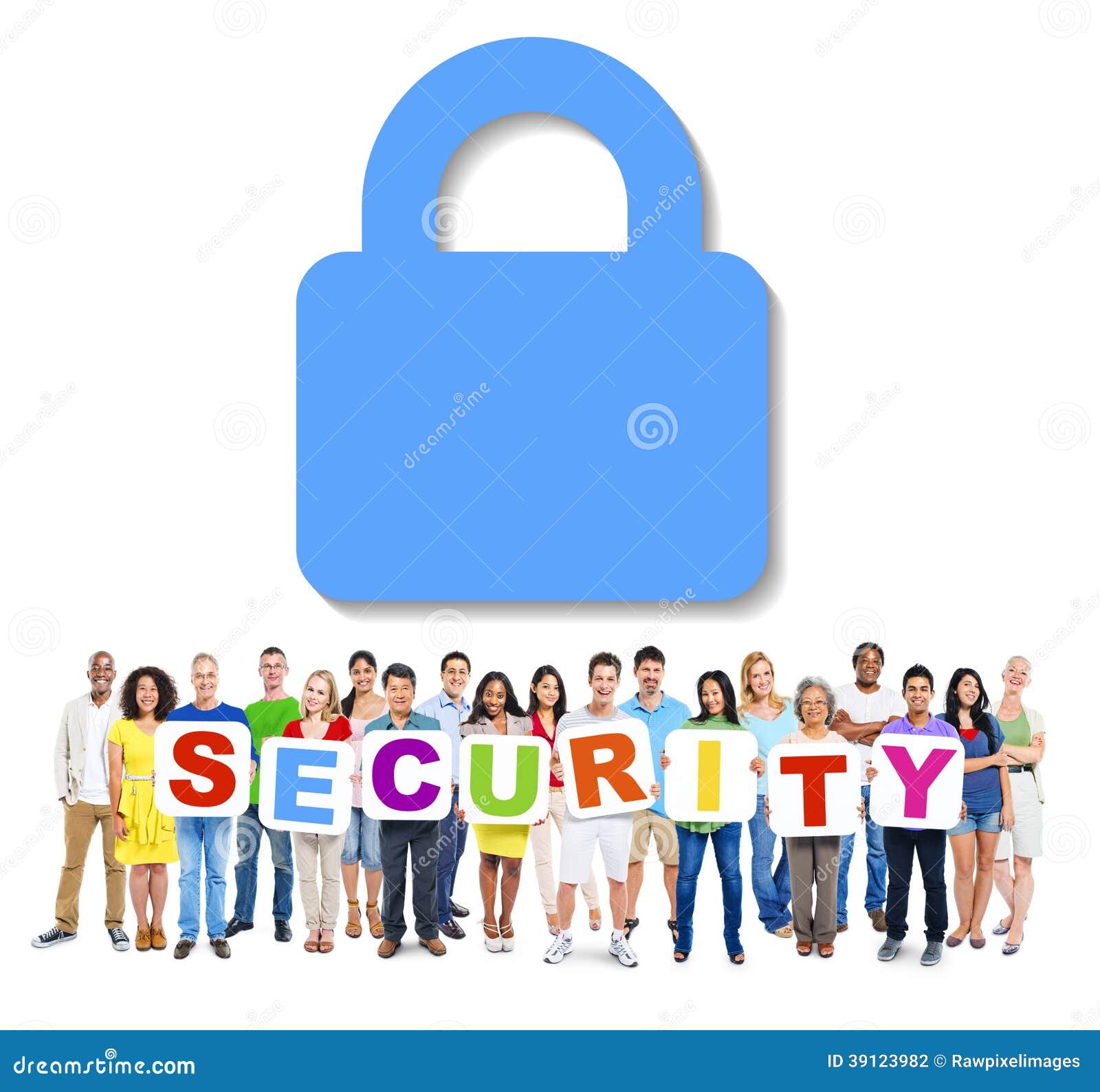 People Holding Word Security with Symbol Above Stock Photo - Image of ...