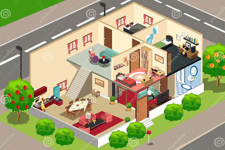 People at home stock vector. Illustration of home, house - 24052145