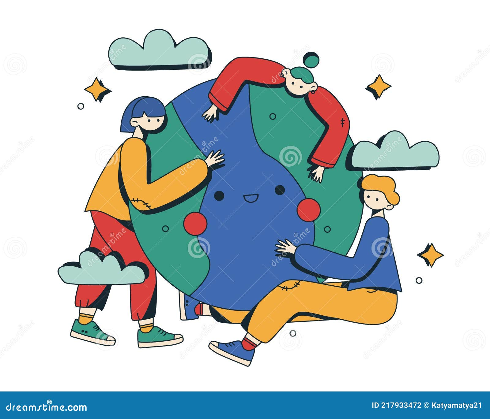 The People Hug Planet Earth. Stock Vector - Illustration of globe ...