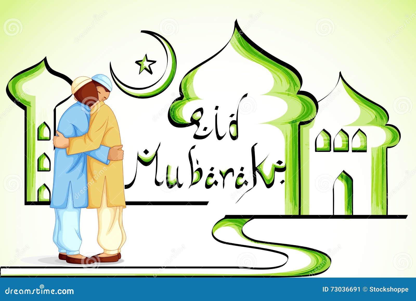 People Hugging and Wishing Eid Mubarak Stock Vector - Illustration of ...