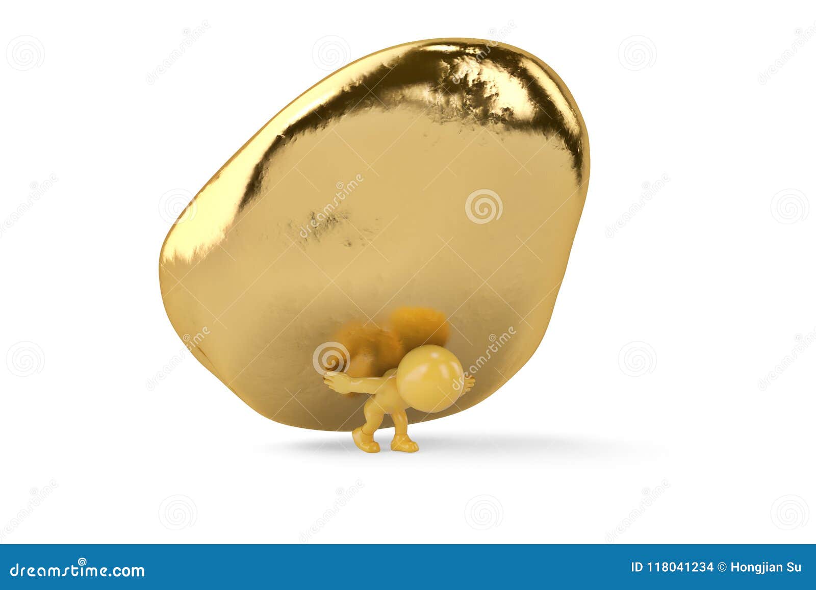 A People Human Character and Big Gold.3D Illustration. Stock ...