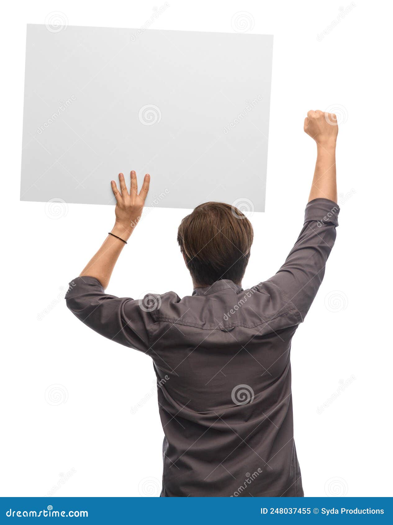 Man with Poster Protesting on Demonstration Stock Image - Image of ...