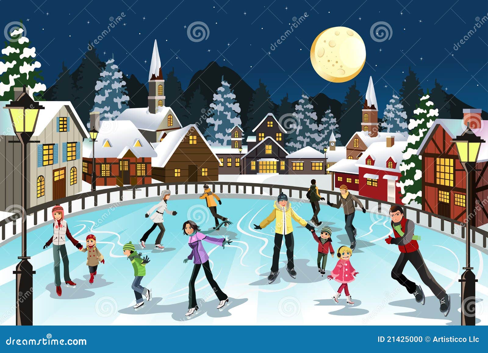 People ice skating stock vector. Illustration of exercise - 21425000