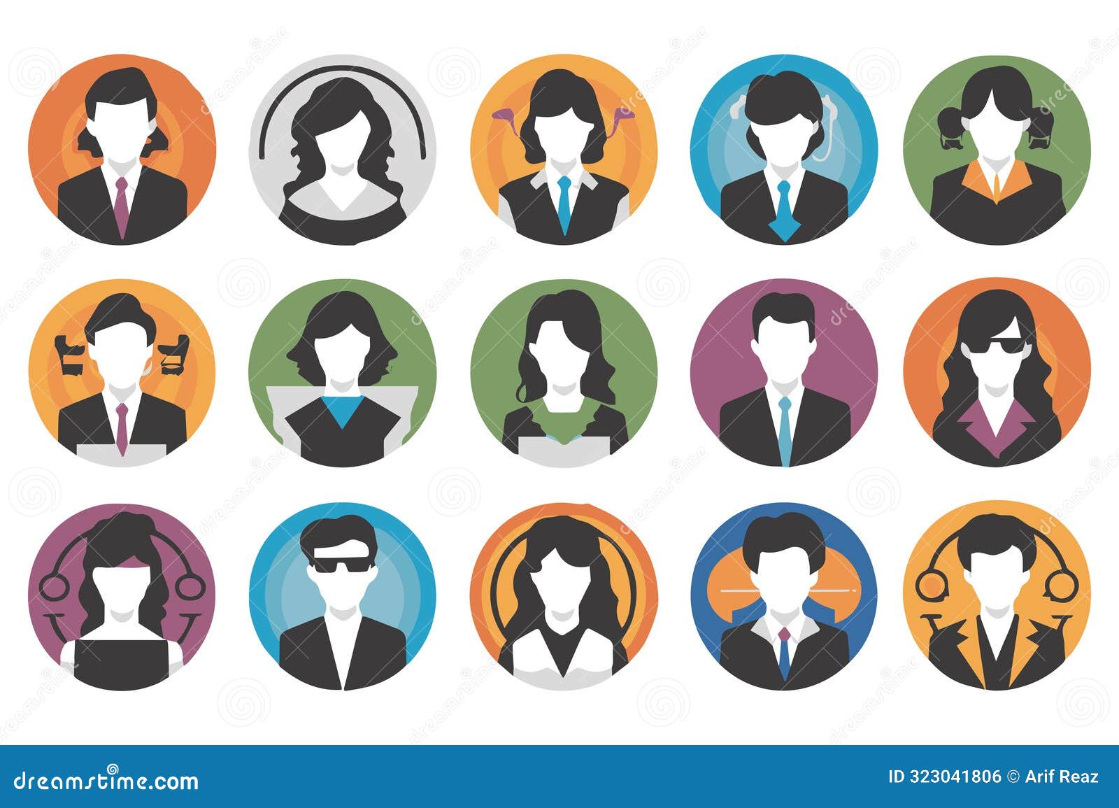 Round Shape People Icons from Business To Social Connections Stock ...