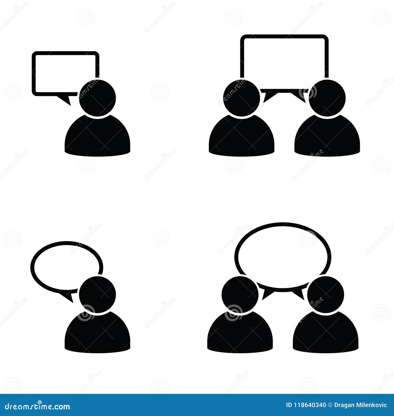 People Icon with Dialog Speech Bubbles Stock Vector - Illustration of ...