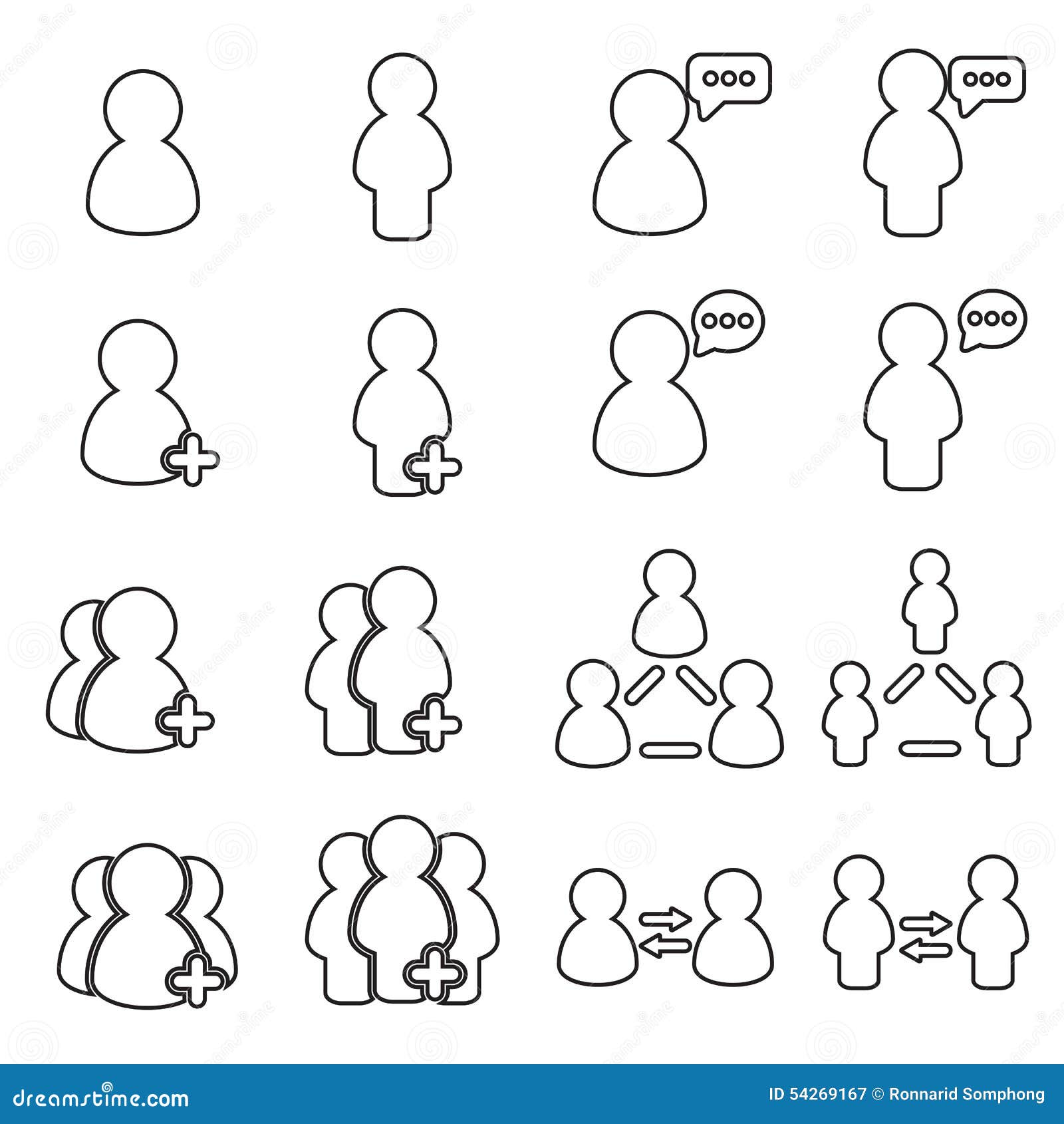 People Icon Line Illustration on White Background Stock Illustration ...
