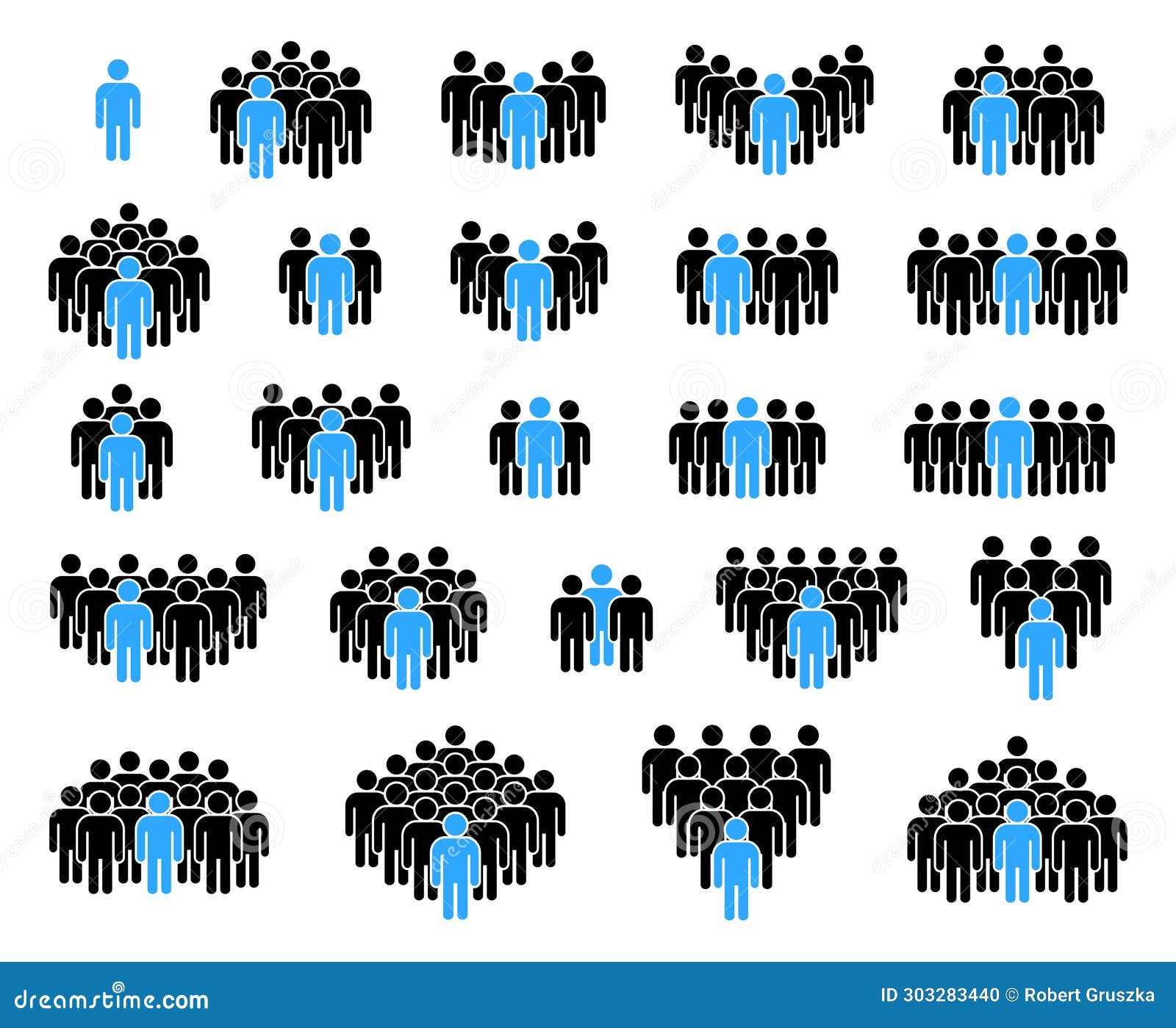 People icon set stock vector. Illustration of blue, symbol - 303283440