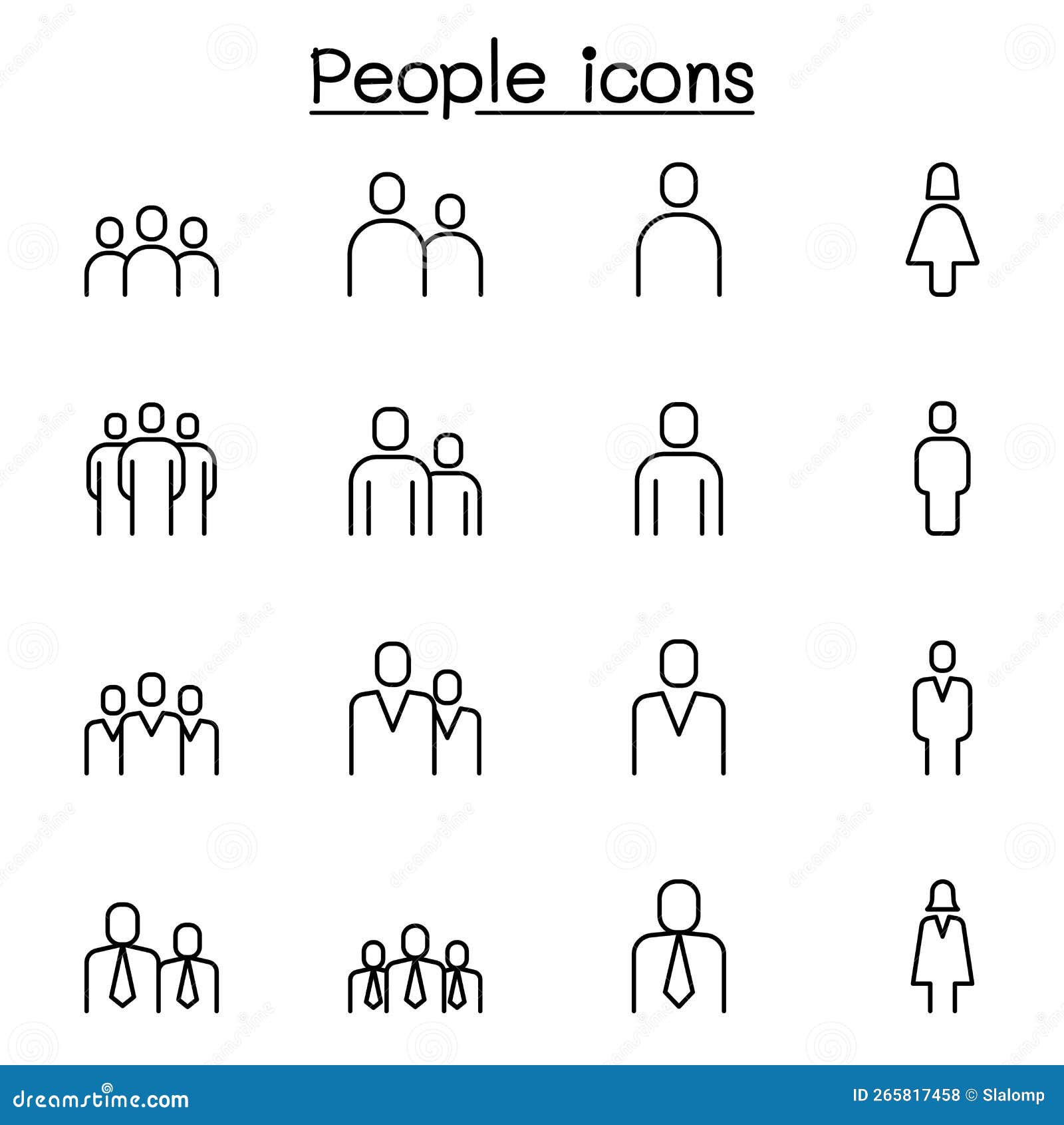 People Icon Set in Thin Line Style Stock Vector - Illustration of idea ...
