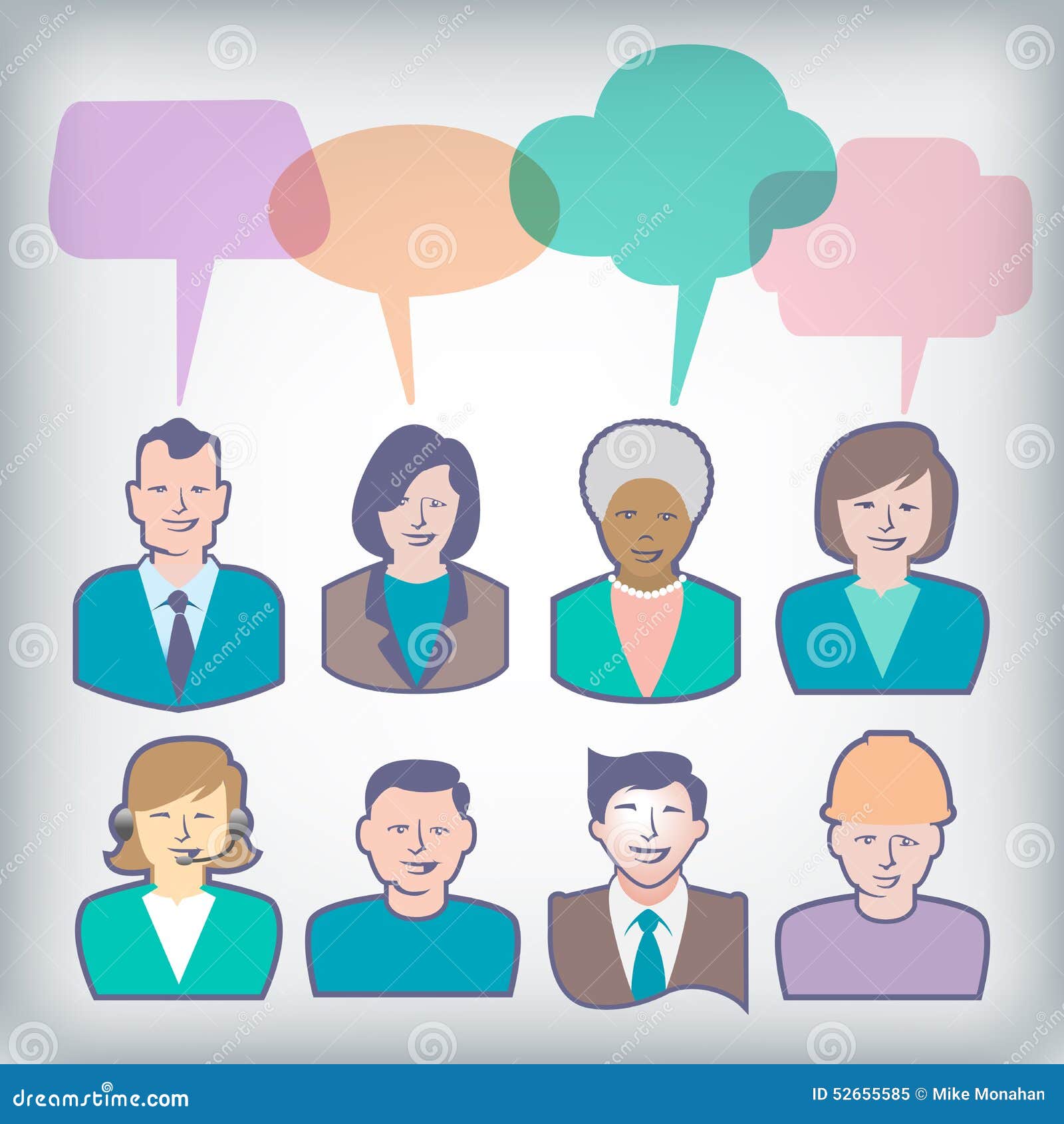 People Icons with Colorful Dialog Speech Balloons Stock Vector ...