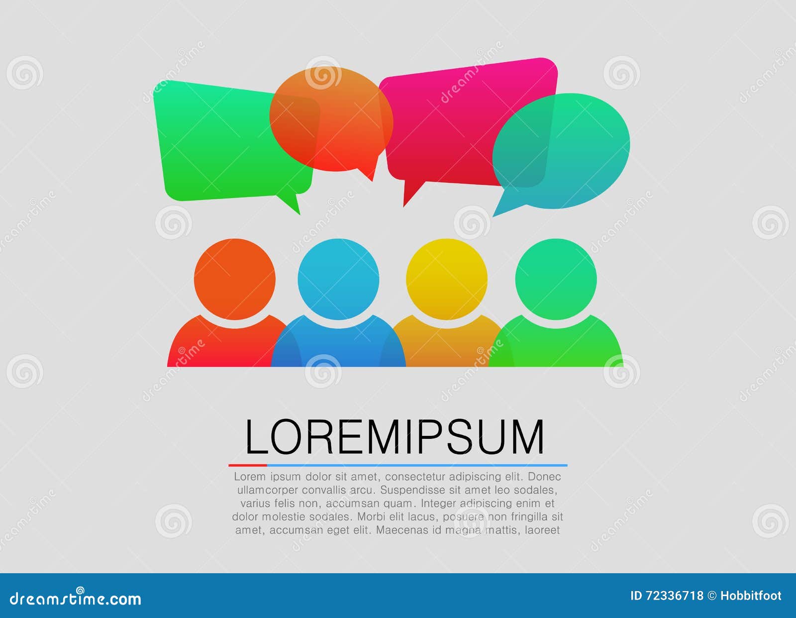 People Icons with Colorful Dialog Speech Bubbles. Stock Vector ...