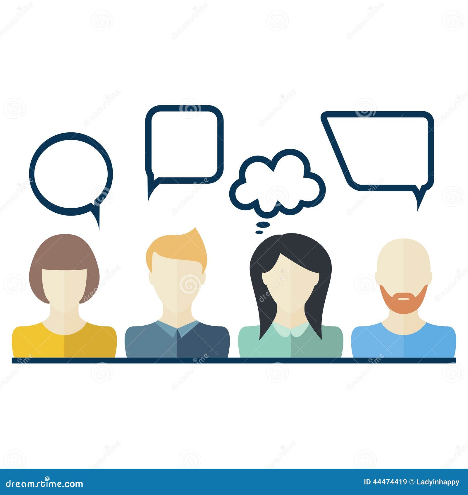People Icons with Dialog Speech Bubbles. Flat Design Stock Illustration ... People Icons with Dialog Speech Bubbles. Flat Design Stock Illustration ...