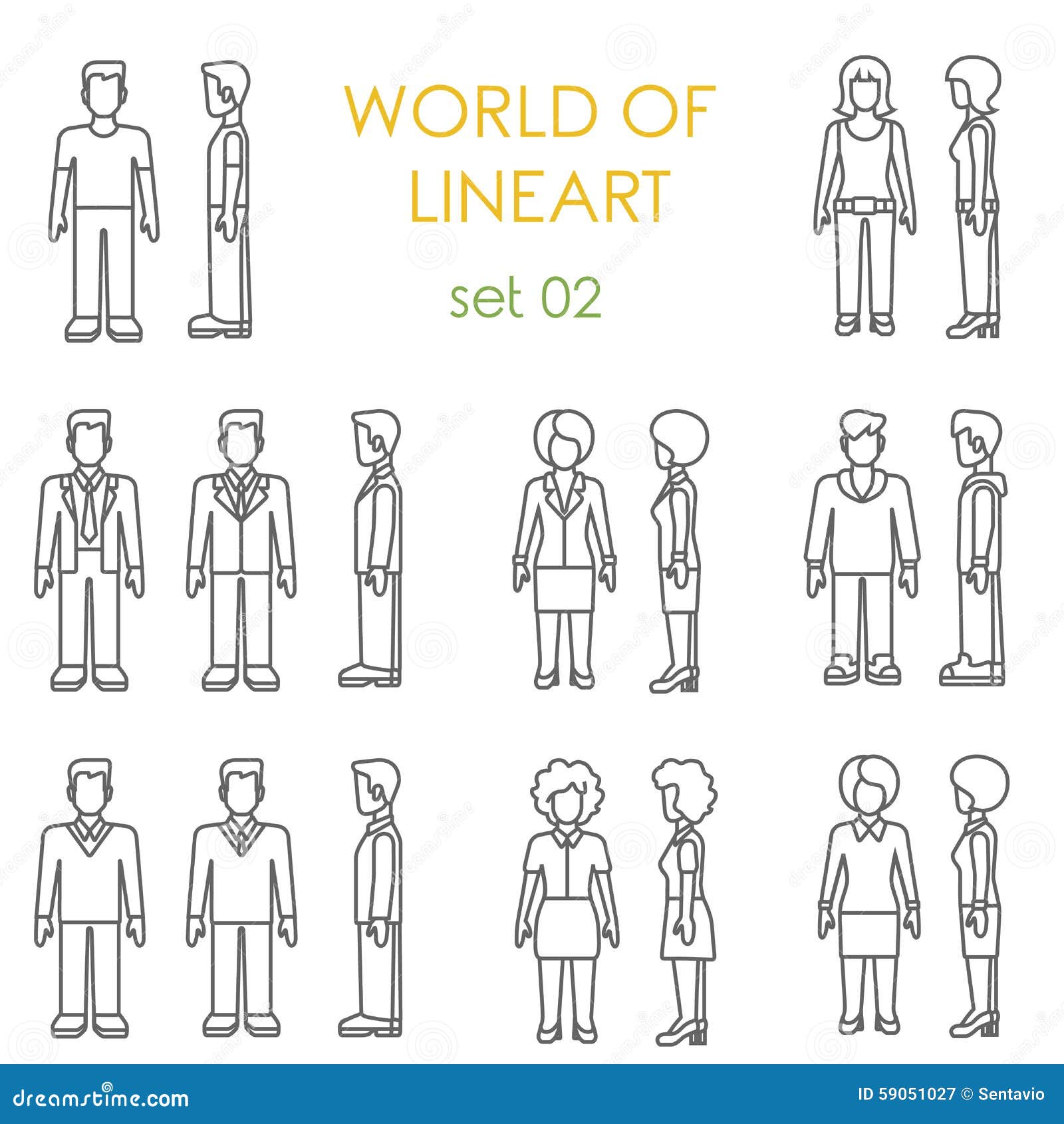 People Icons Graphical Lineart Vector Set. Line Art Collection Stock ...
