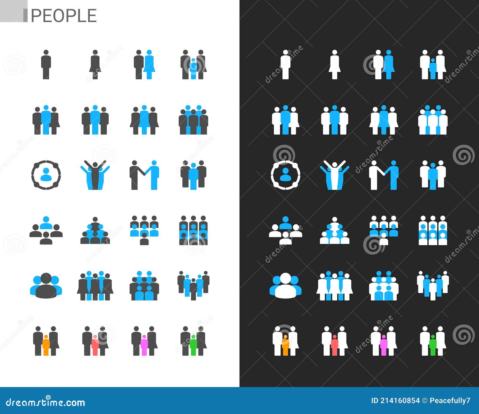 People Icons Light and Dark Theme Stock Vector - Illustration of people ...