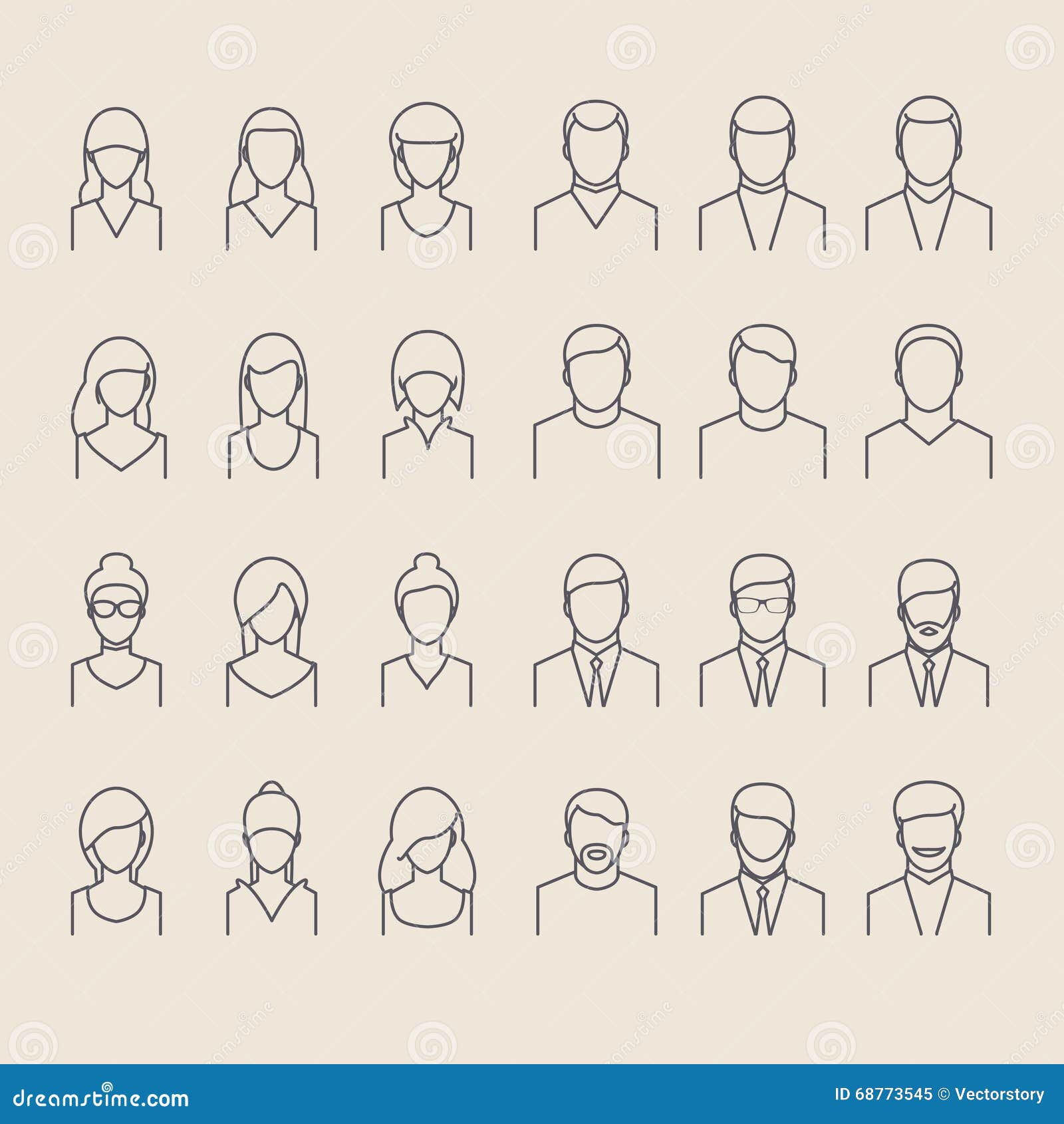 People icons line style. stock vector. Illustration of thin - 68773545