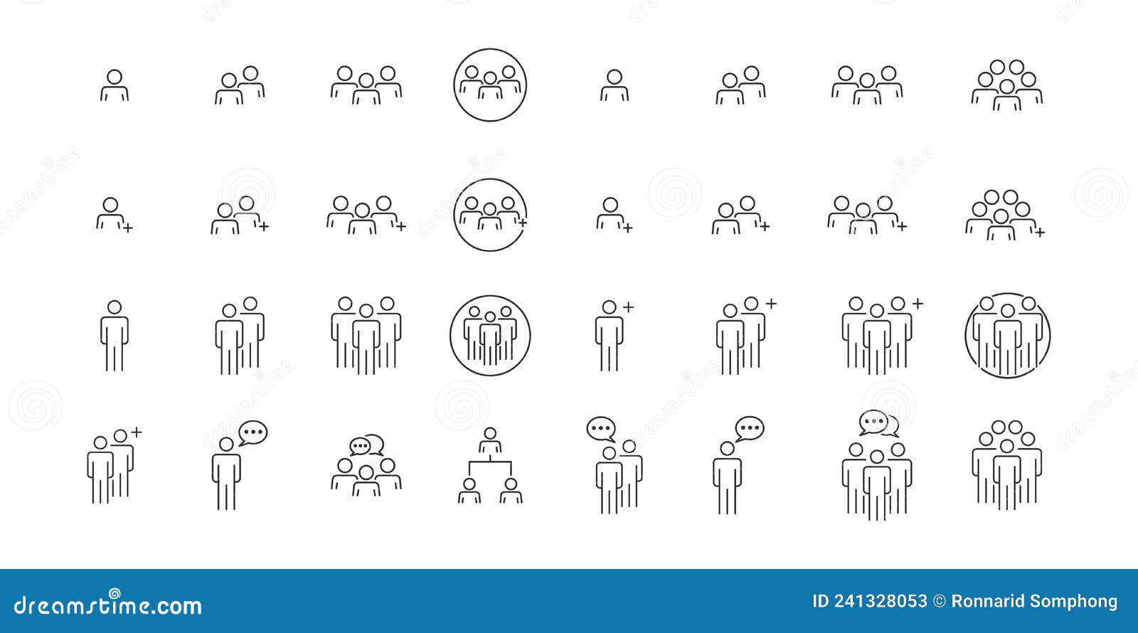 People Icons Line Work Group Team Business Vector Stock Illustration ...