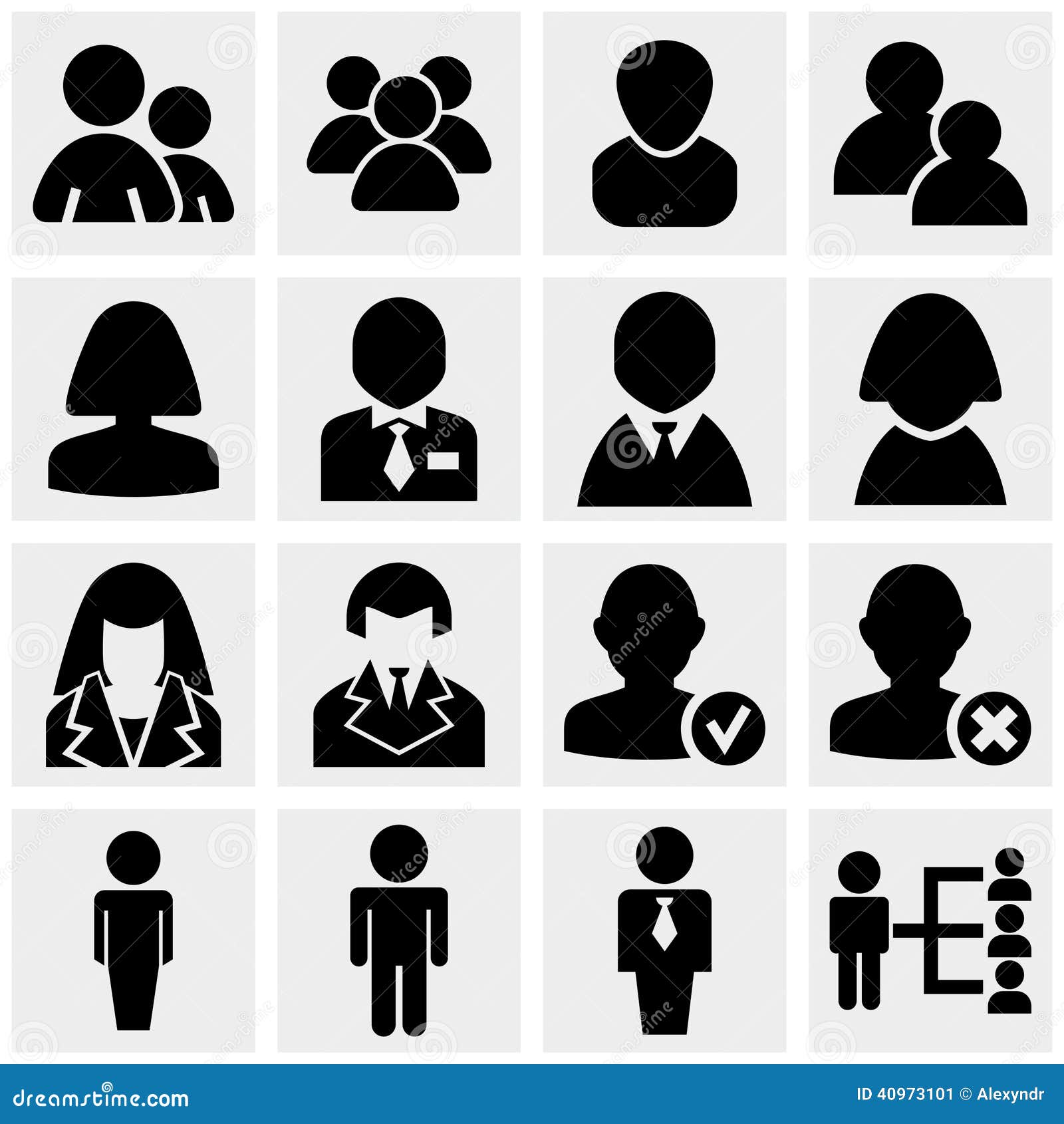 People icons set on gray stock vector. Illustration of girls - 40973101