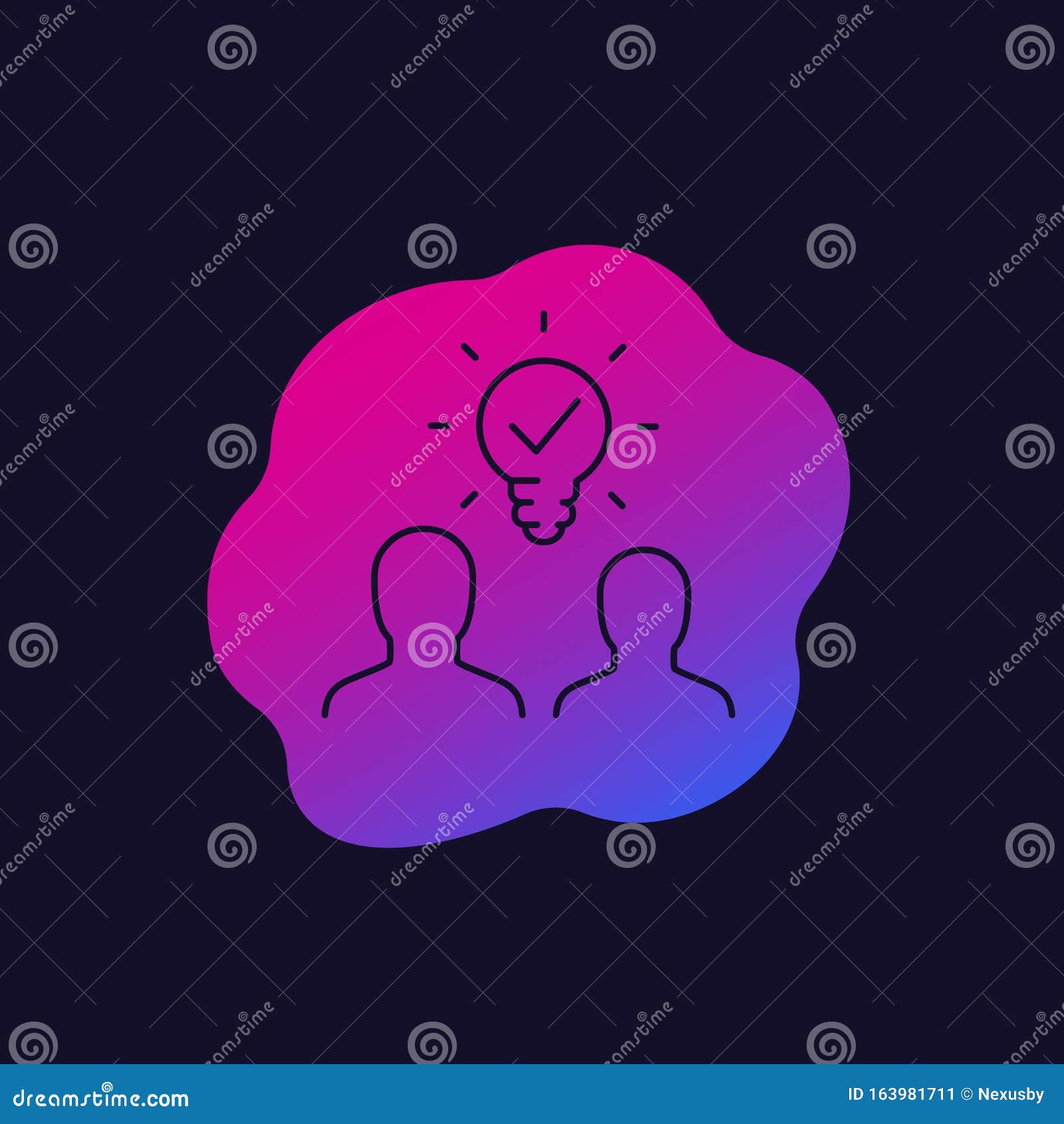 People with Idea Linear Icon Stock Vector - Illustration of innovation ...