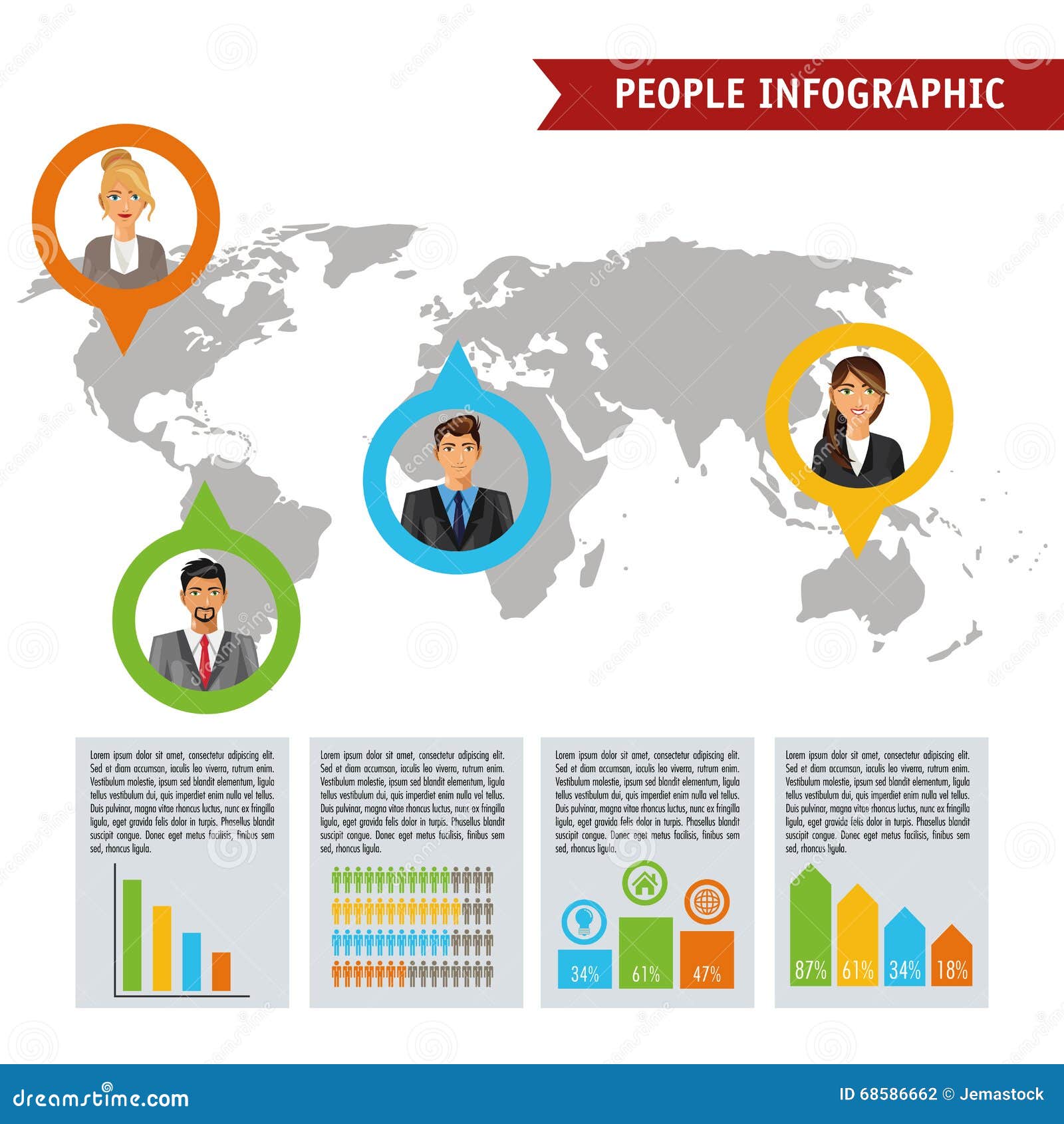 People infographic design stock vector. Illustration of document - 68586662