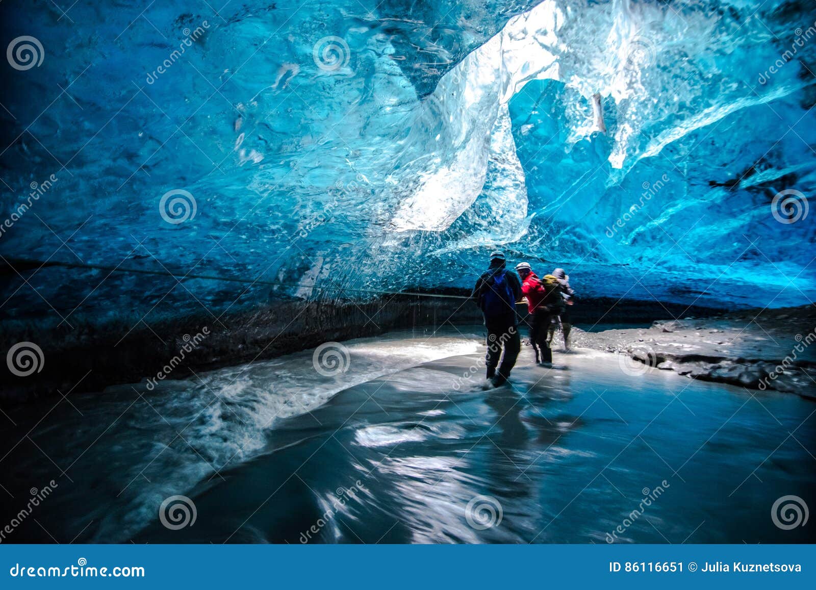 People inside the ice cave stock image. Image of flow - 86116651