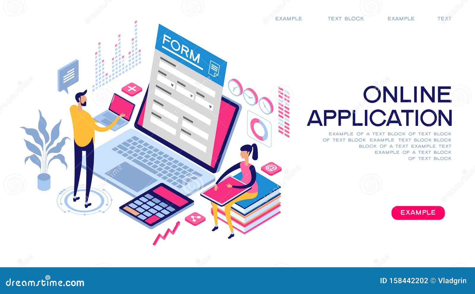 Online Application Isometric Concept Banner Stock Vector - Illustration ...