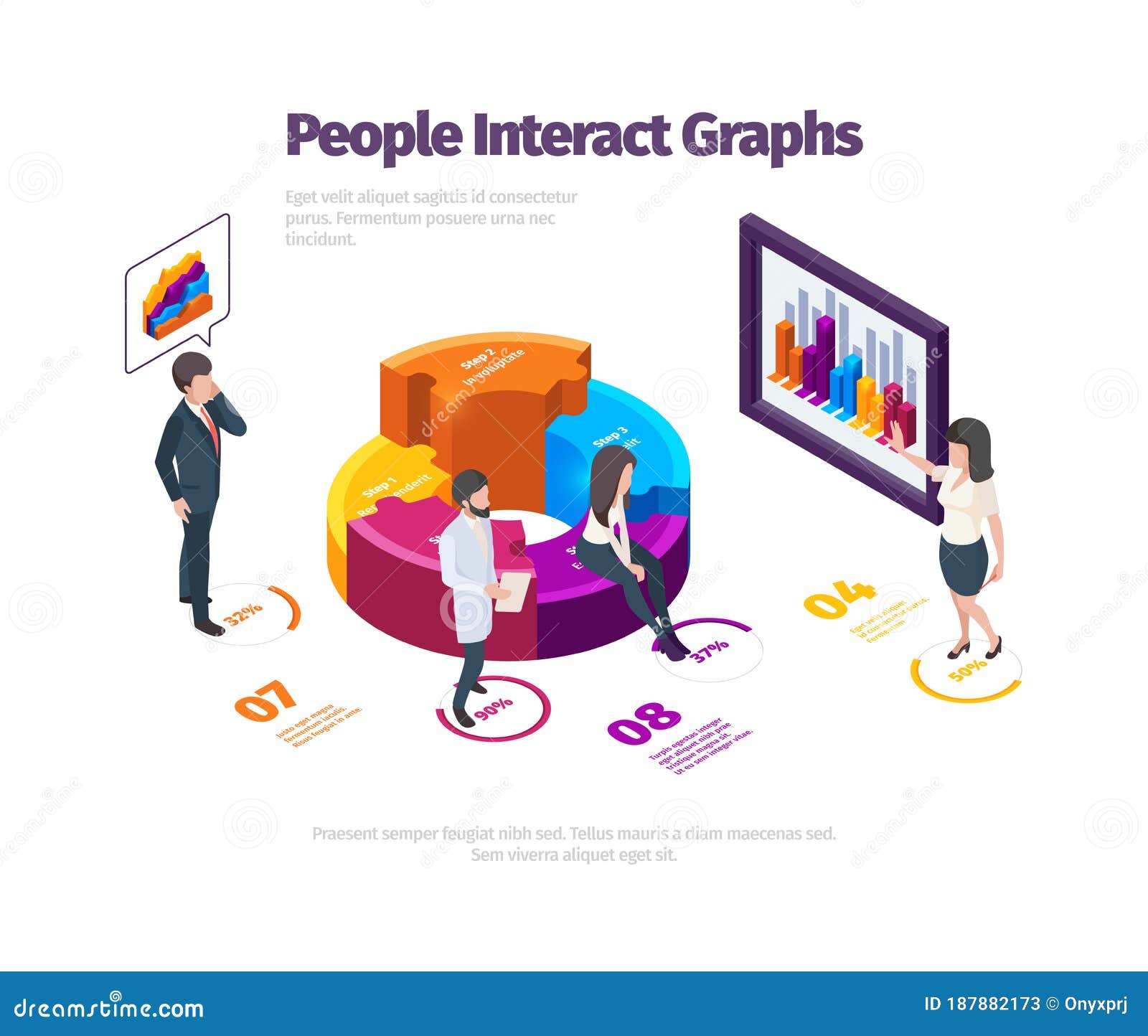 People Interact Graphs. Futuristic Glowing Panels Business Web ...