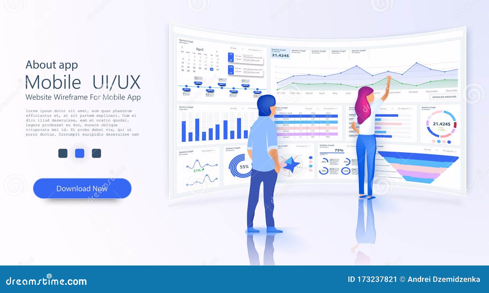 People Interacting With Admin Panel Charts And Analyzing Statistics ...