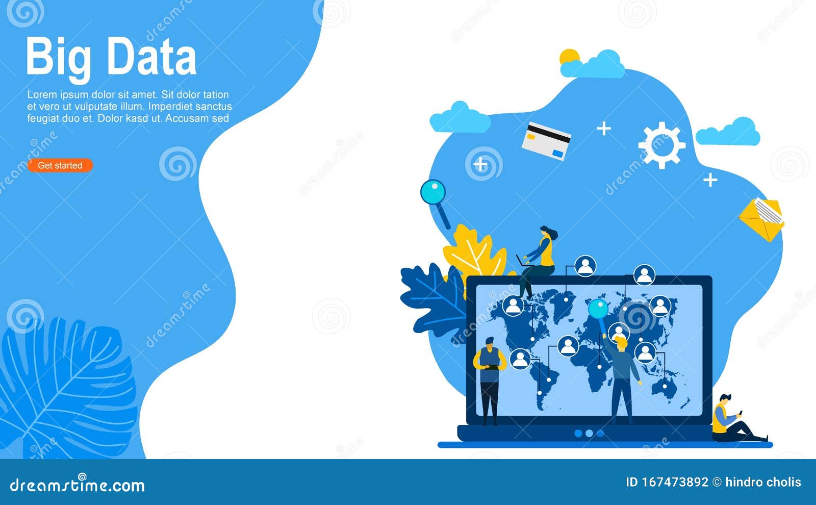 People Interacting with Big Data. Data Visualization Concept Stock ...