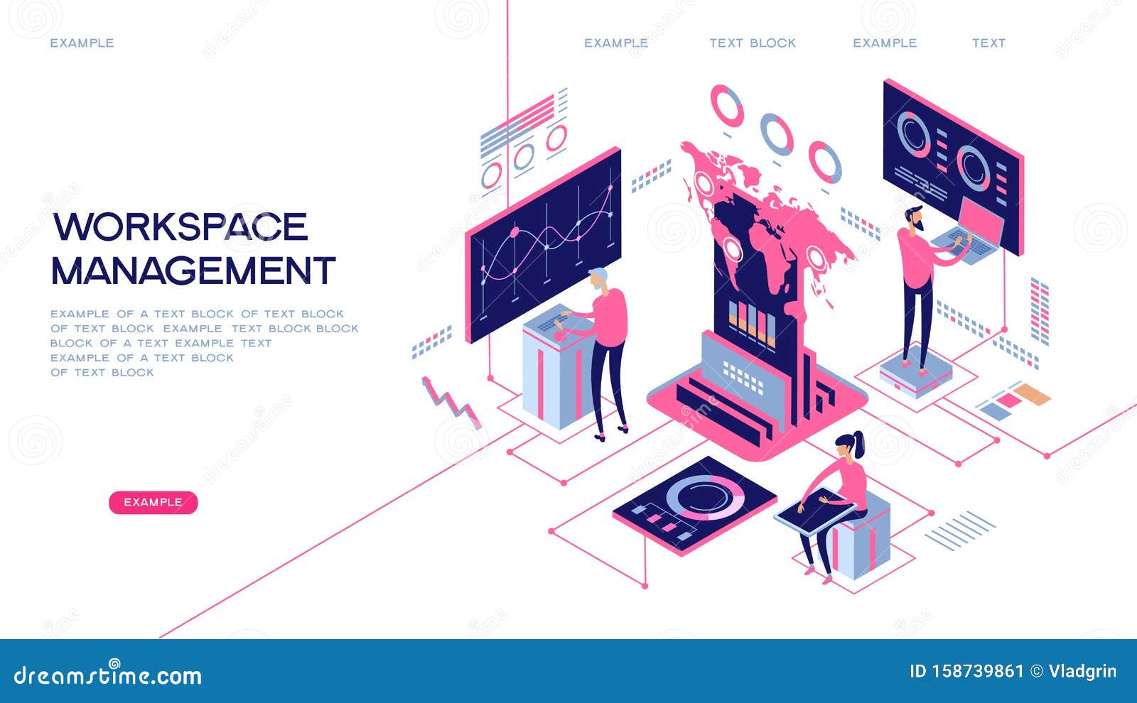Workspace Management Isometric Concept Banner Stock Vector ...