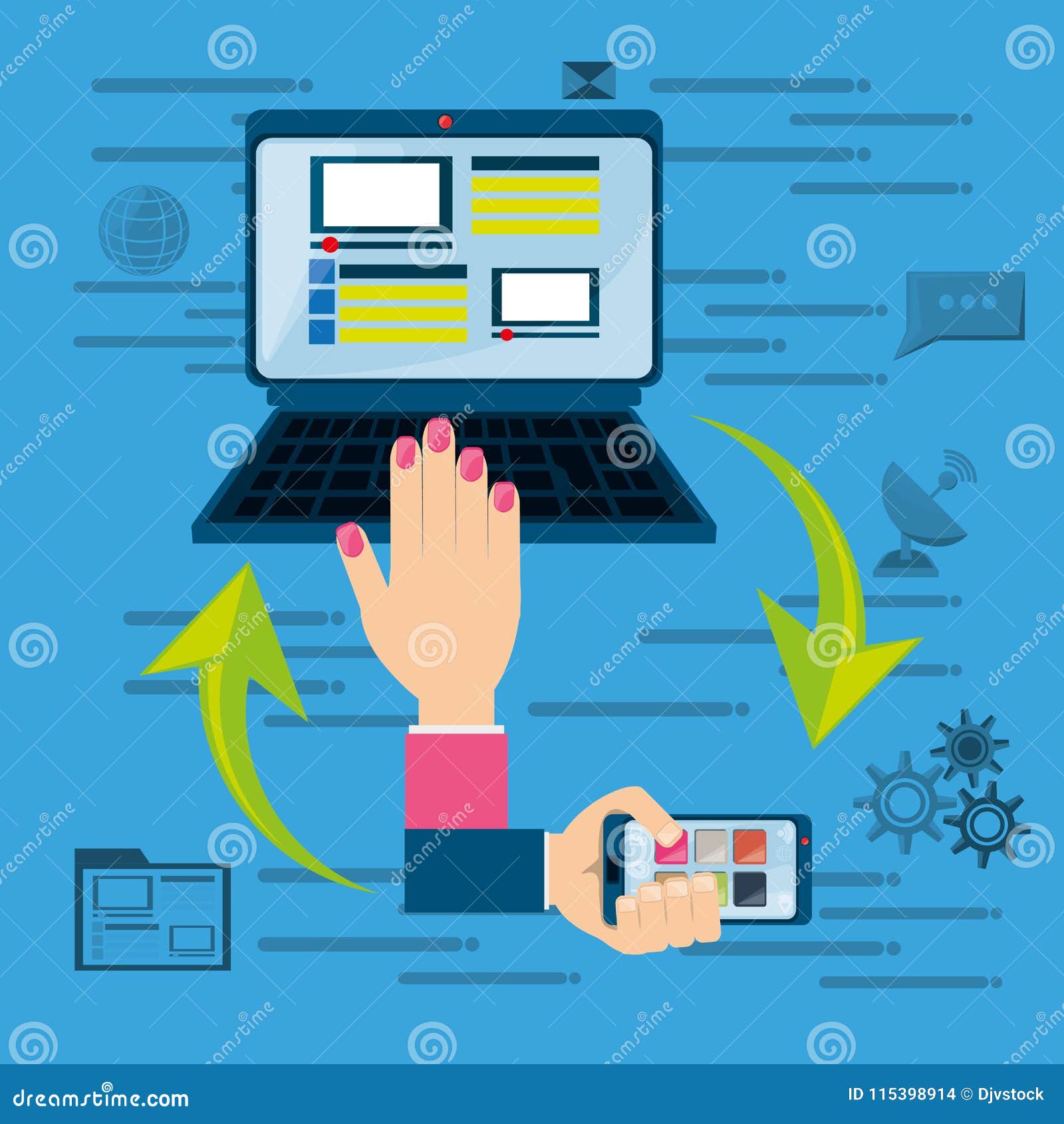 People Interacting with the Internet Stock Vector - Illustration of ...