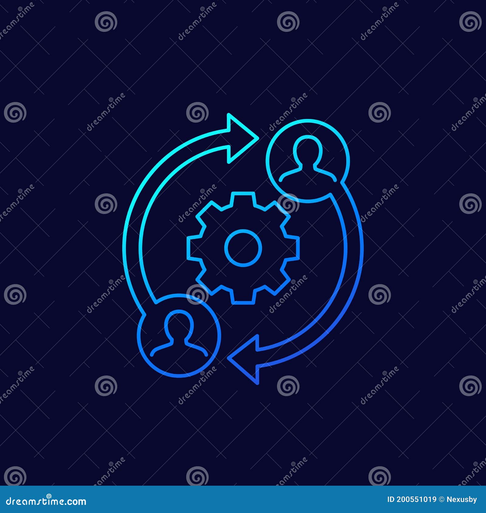 People Interacting, Teamwork Line Icon Stock Vector - Illustration of process, connection: 200551019