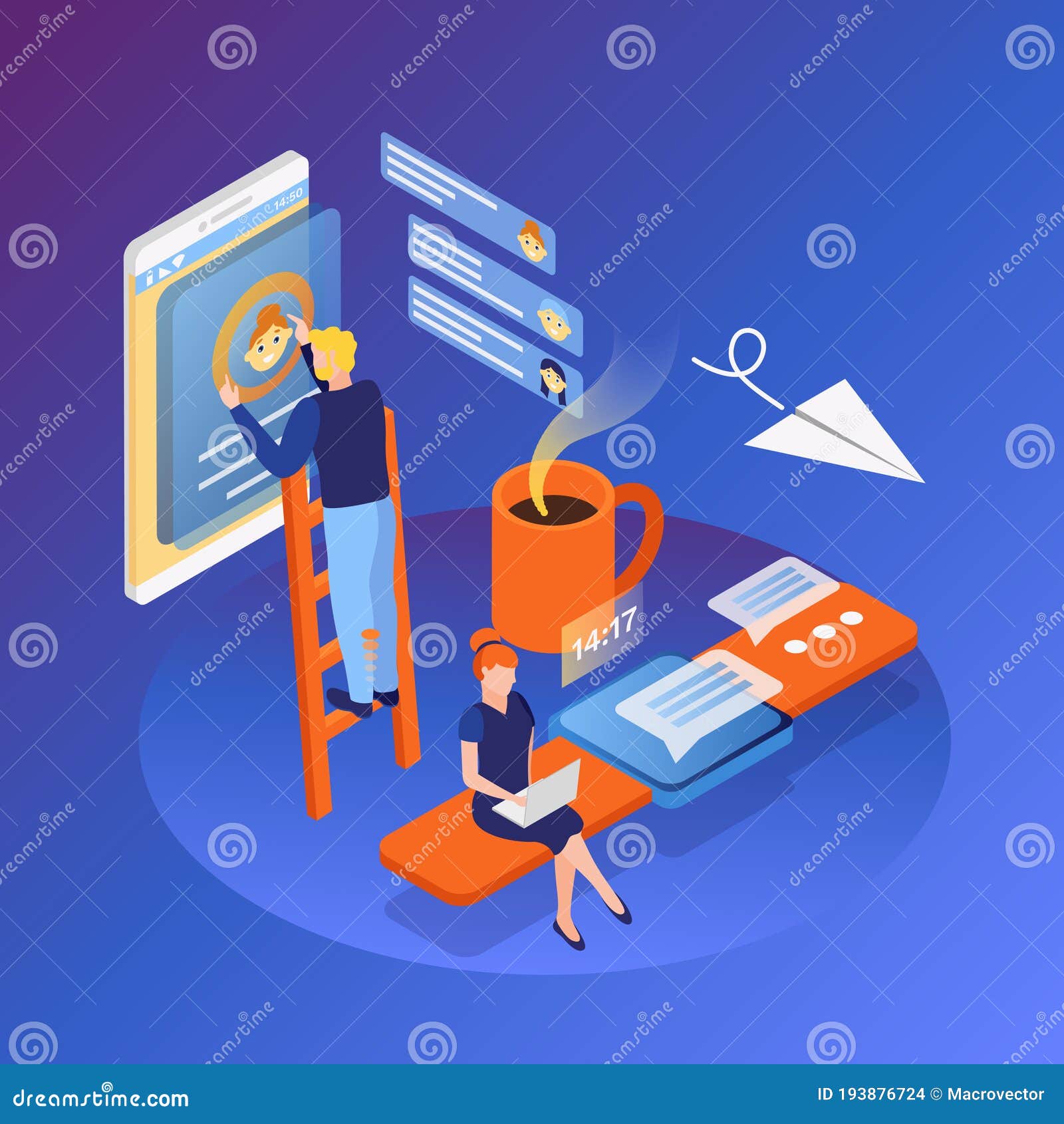 People Interfaces Isometric Background Stock Vector - Illustration of ...