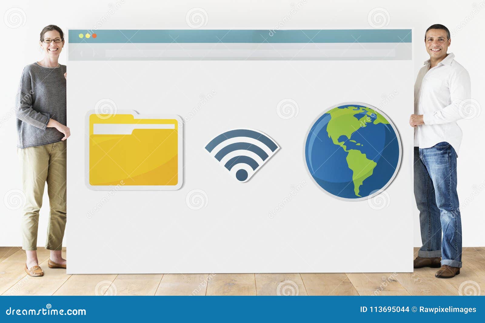 People with Internet Browser Mockup Stock Photo - Image of business ...