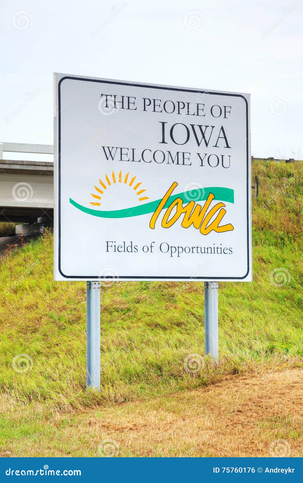 The People of Iowa Welcome You Sign Stock Photo - Image of border ...