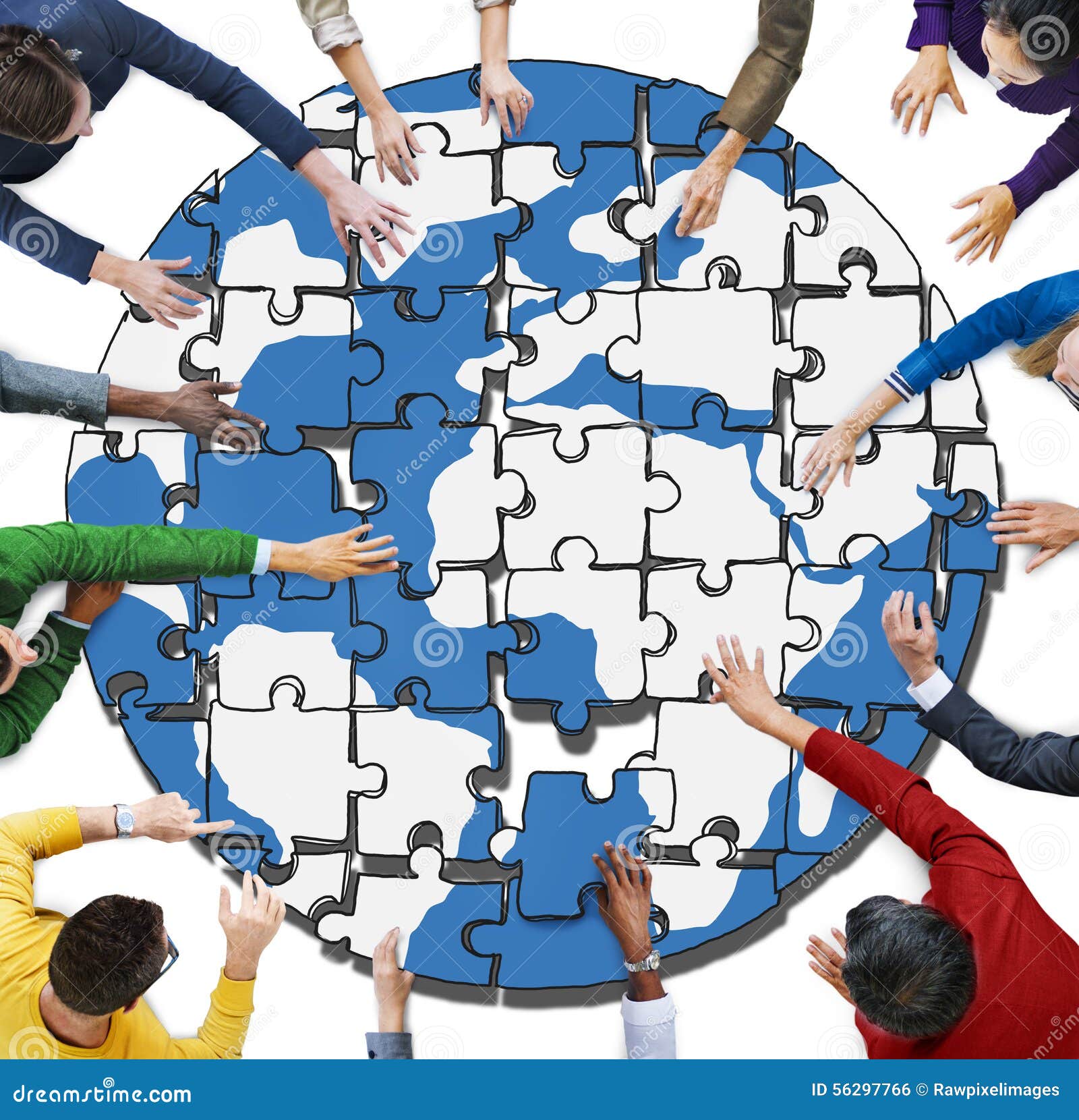 People with Jigsaw Puzzle Forming Globe Illustration Concept Stock ...