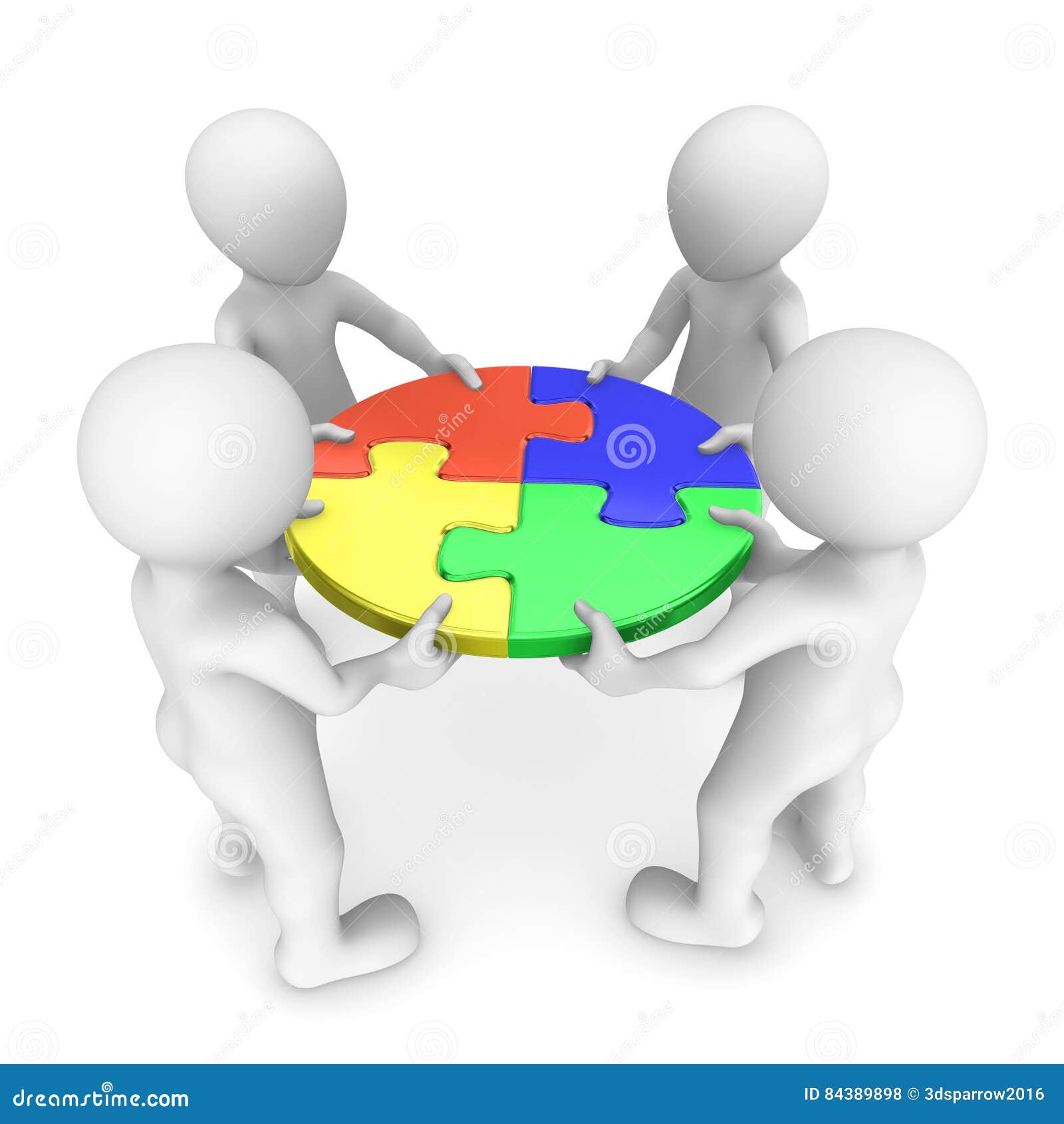People with Jigsaw Puzzle, Teamwork Concept. Stock Illustration ...